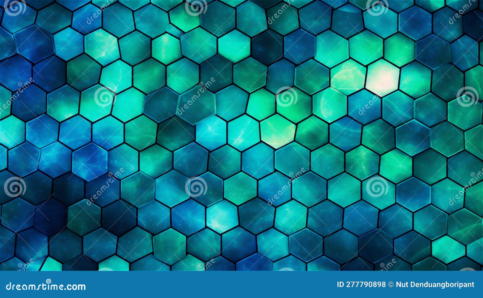 Generative AI, a Digital Abstract Pattern in Shades of Blue and Green ...