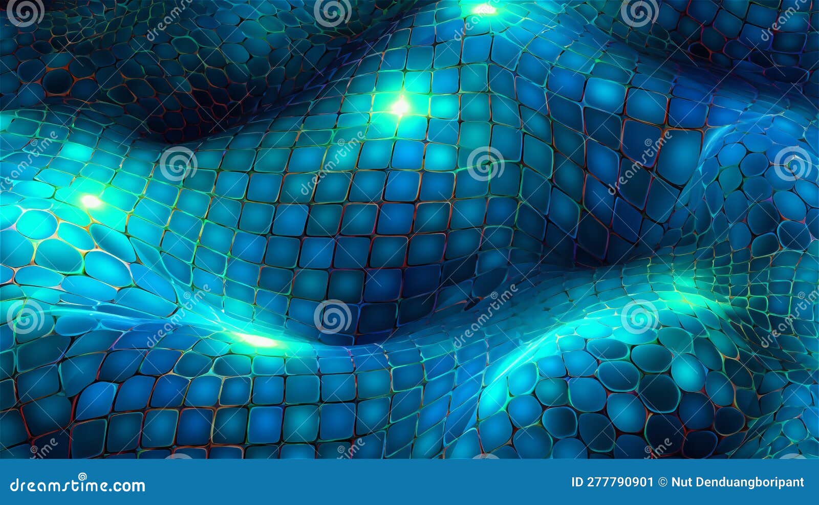 Generative AI, a Digital Abstract Pattern in Shades of Blue and Green ...