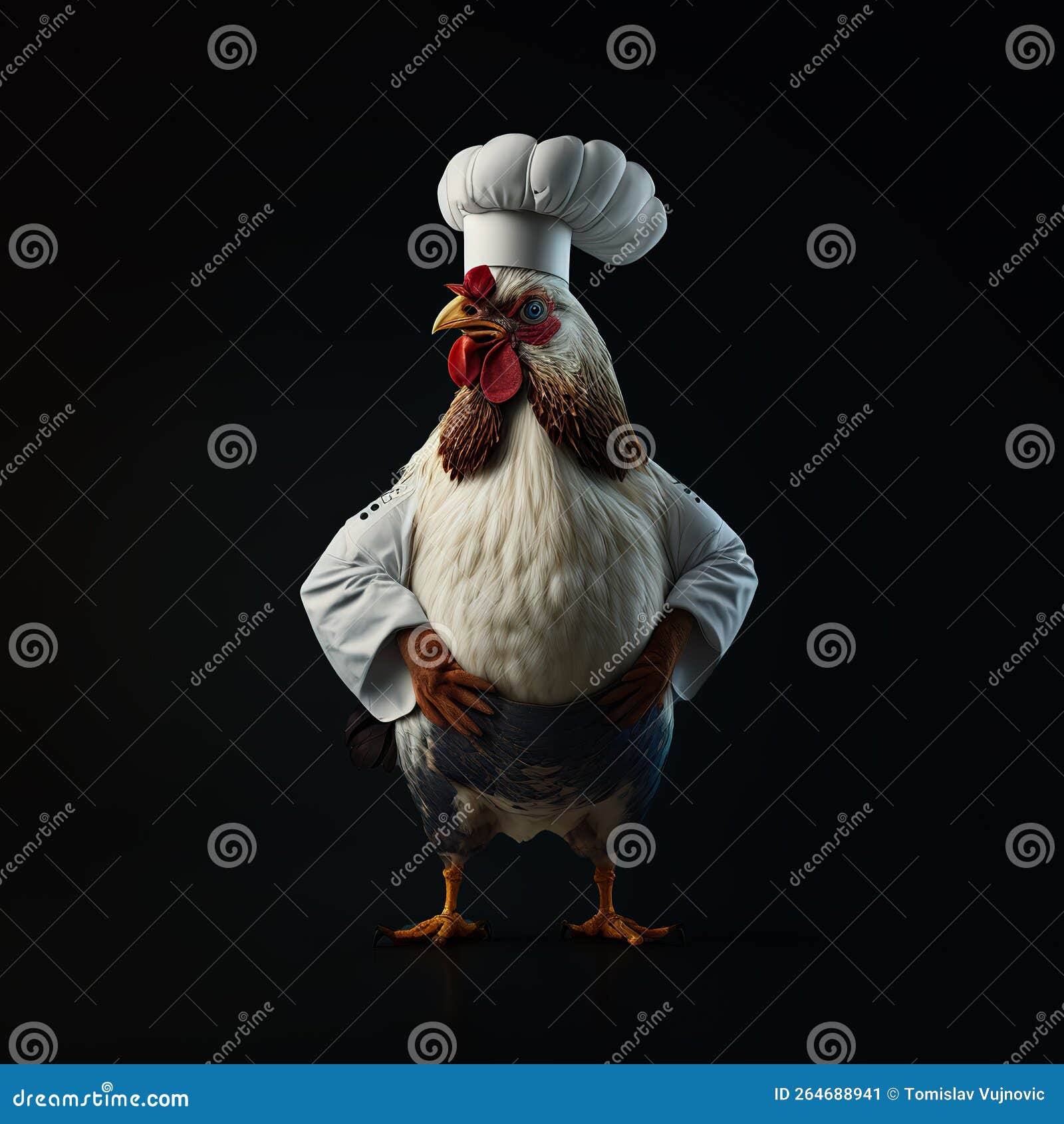 Generative AI Digital Art of an Chicken Dressed As a Culinary Chef Cook ...