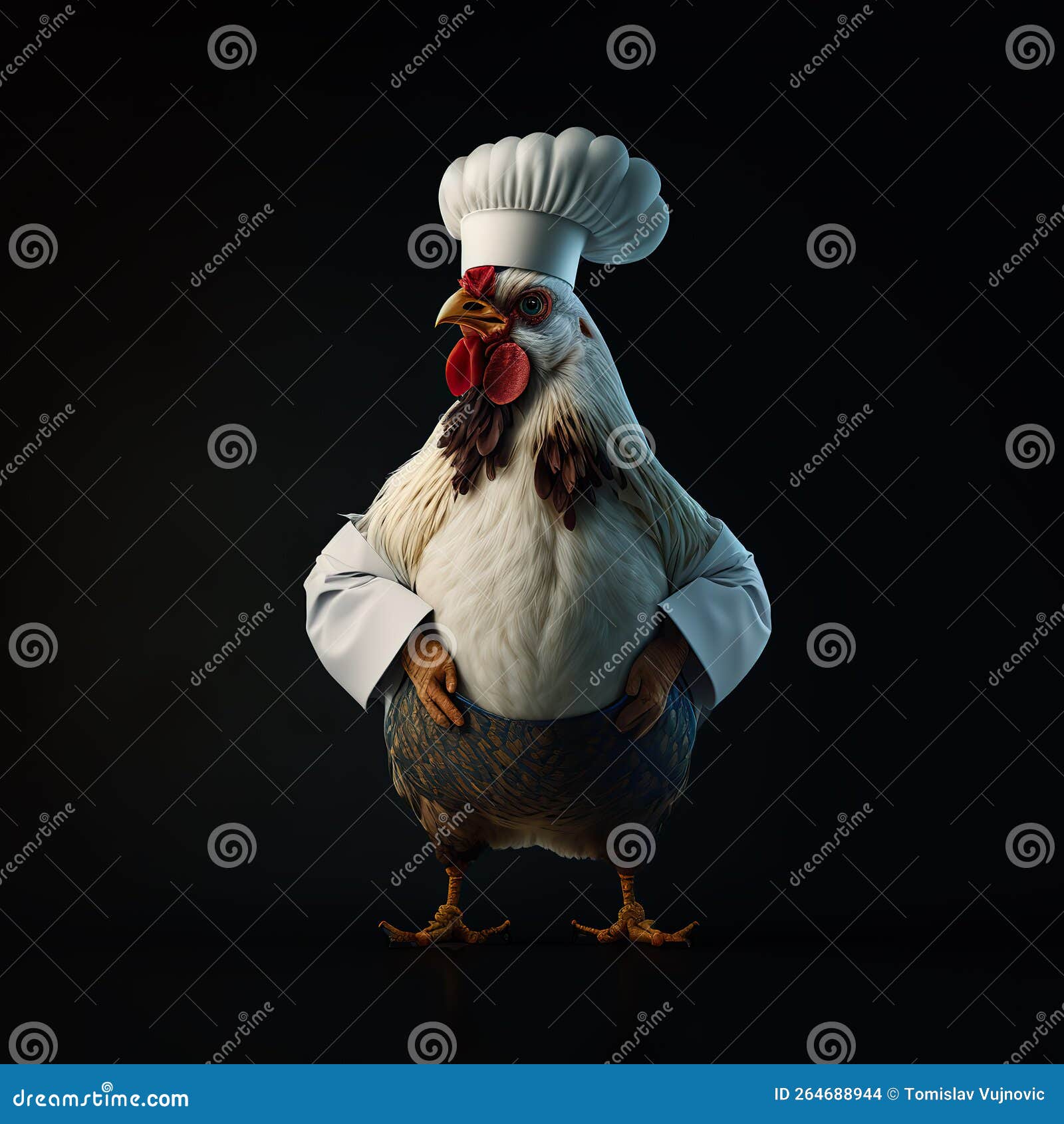 Generative AI Digital Art of an Chicken Dressed As a Culinary Chef Cook ...