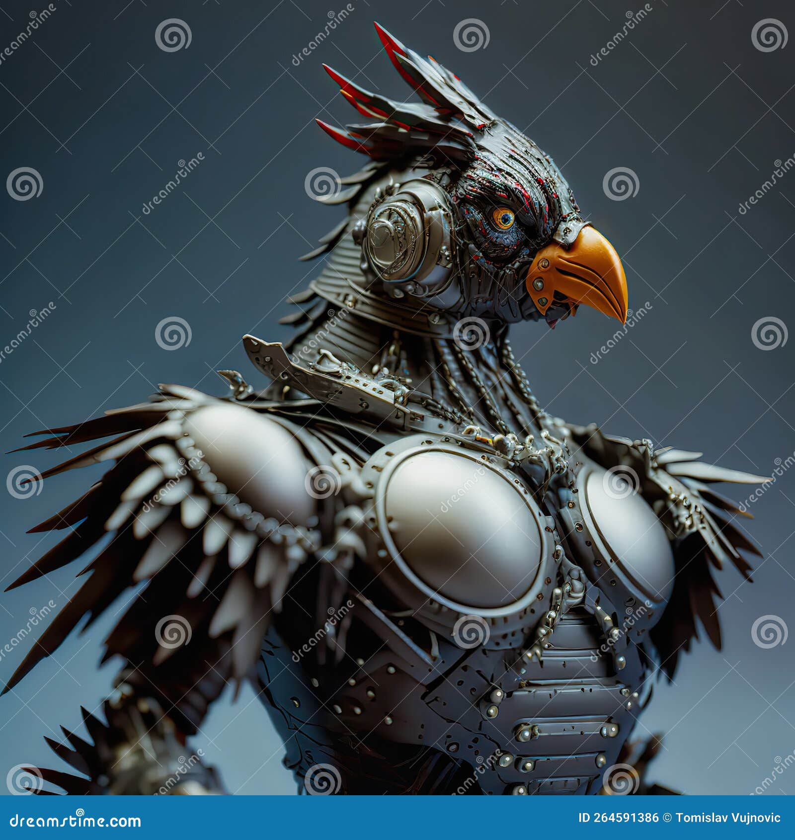Generative AI Digital Art of a Cyborg Robot Chicken in 3D Stock ...