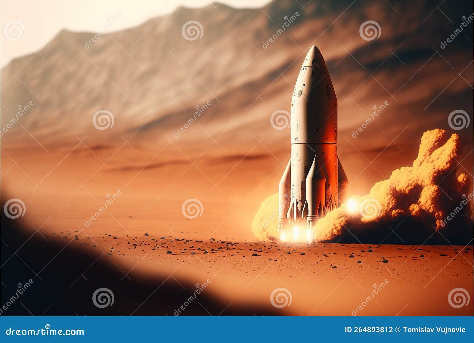 Generative AI Digital Art of a Space Shuttle Rocket Landing on Planet ...