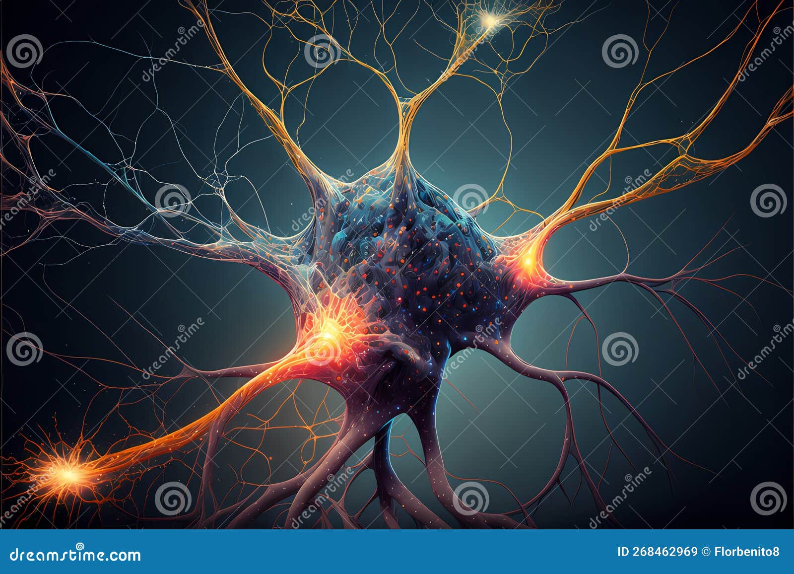 Generative AI Drawing Illustration of a Brain with Neural Connection ...
