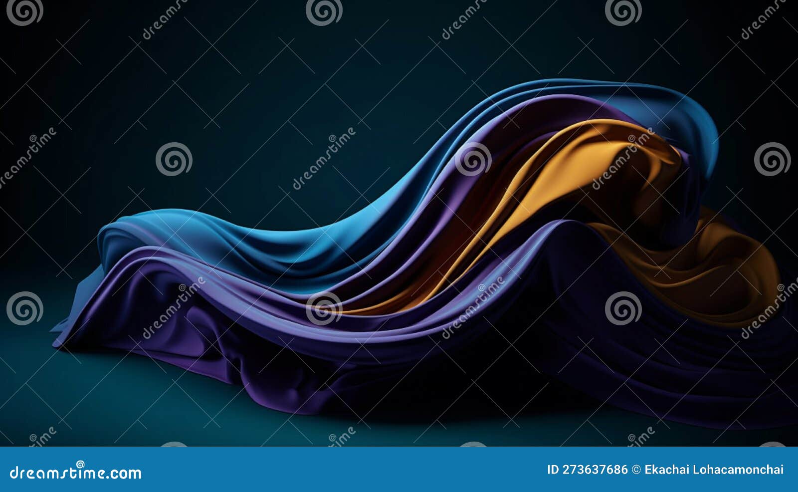 Generative AI. Dynamic and Colorful Fabric Blown in the Wind, Creating ...