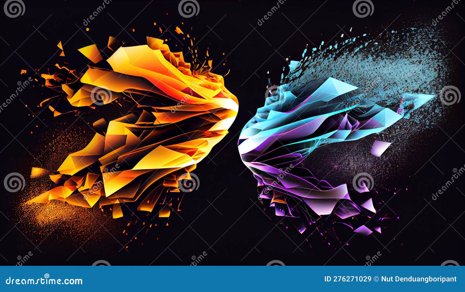 Generative AI, Dynamic Duet: Abstract Background in Vibrant Dual Hues ...