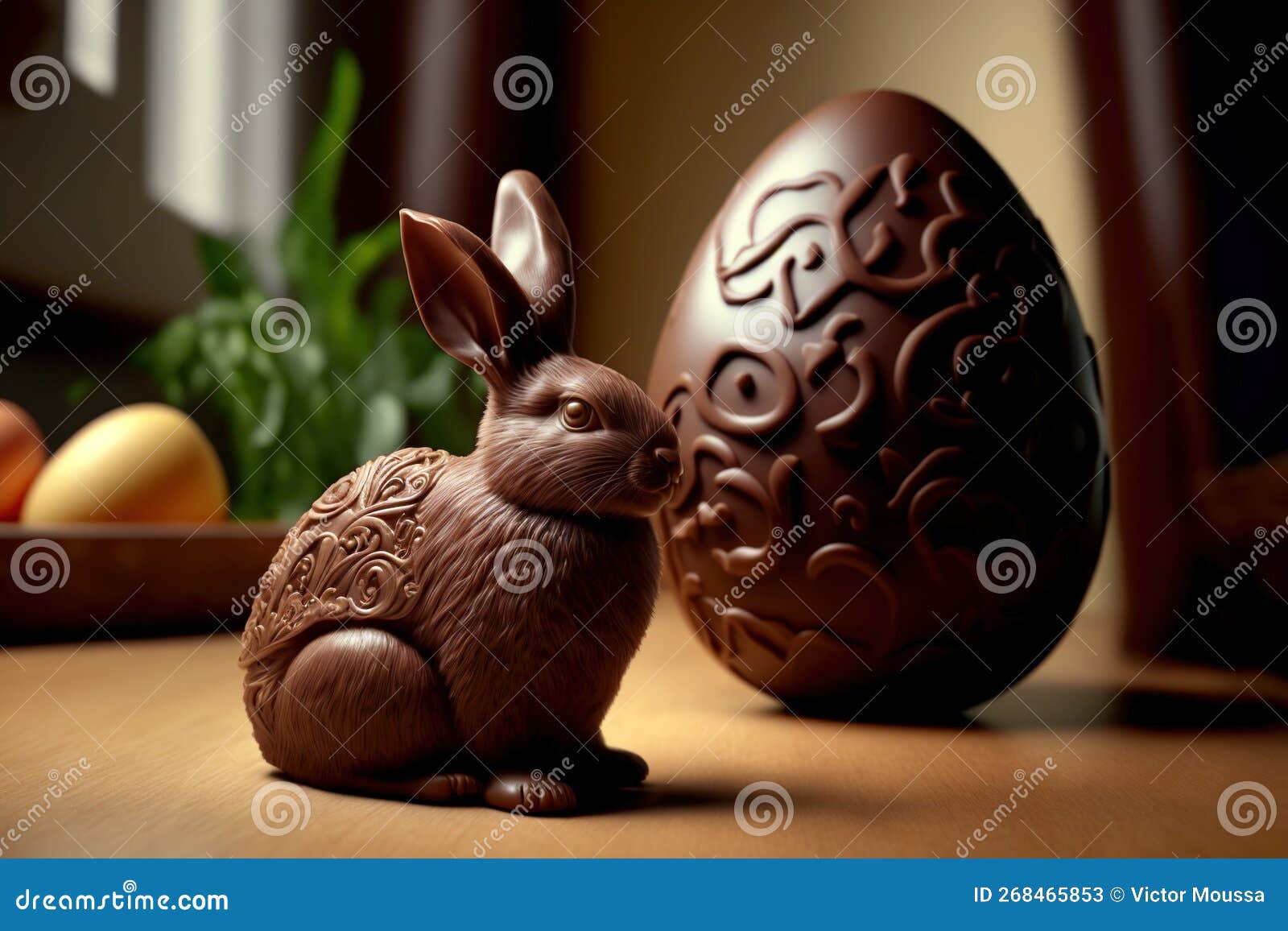 Generative AI of Easter Bunny and Chocolate Egg - a Cute and Adorable ...