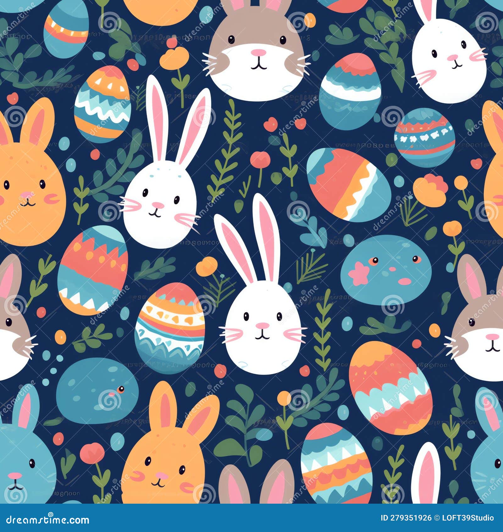 Generative AI Easter Spring Pattern with- Stock Illustration ...
