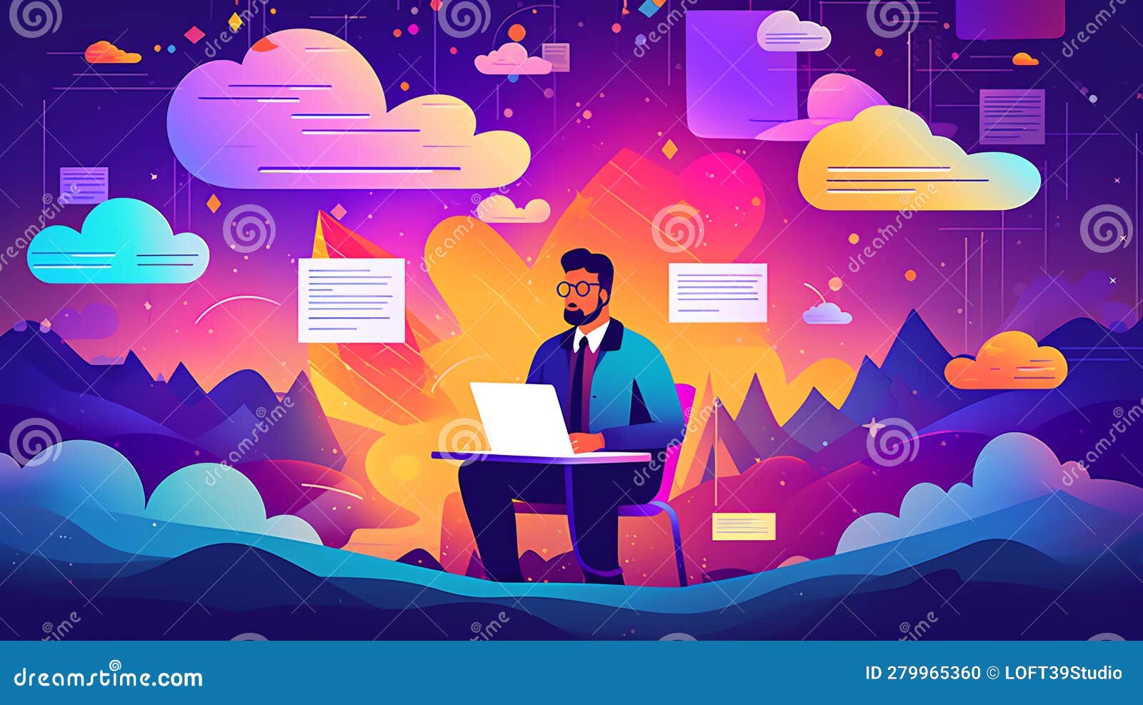 Generative AI Electronic Files Organization- Stock Illustration ...