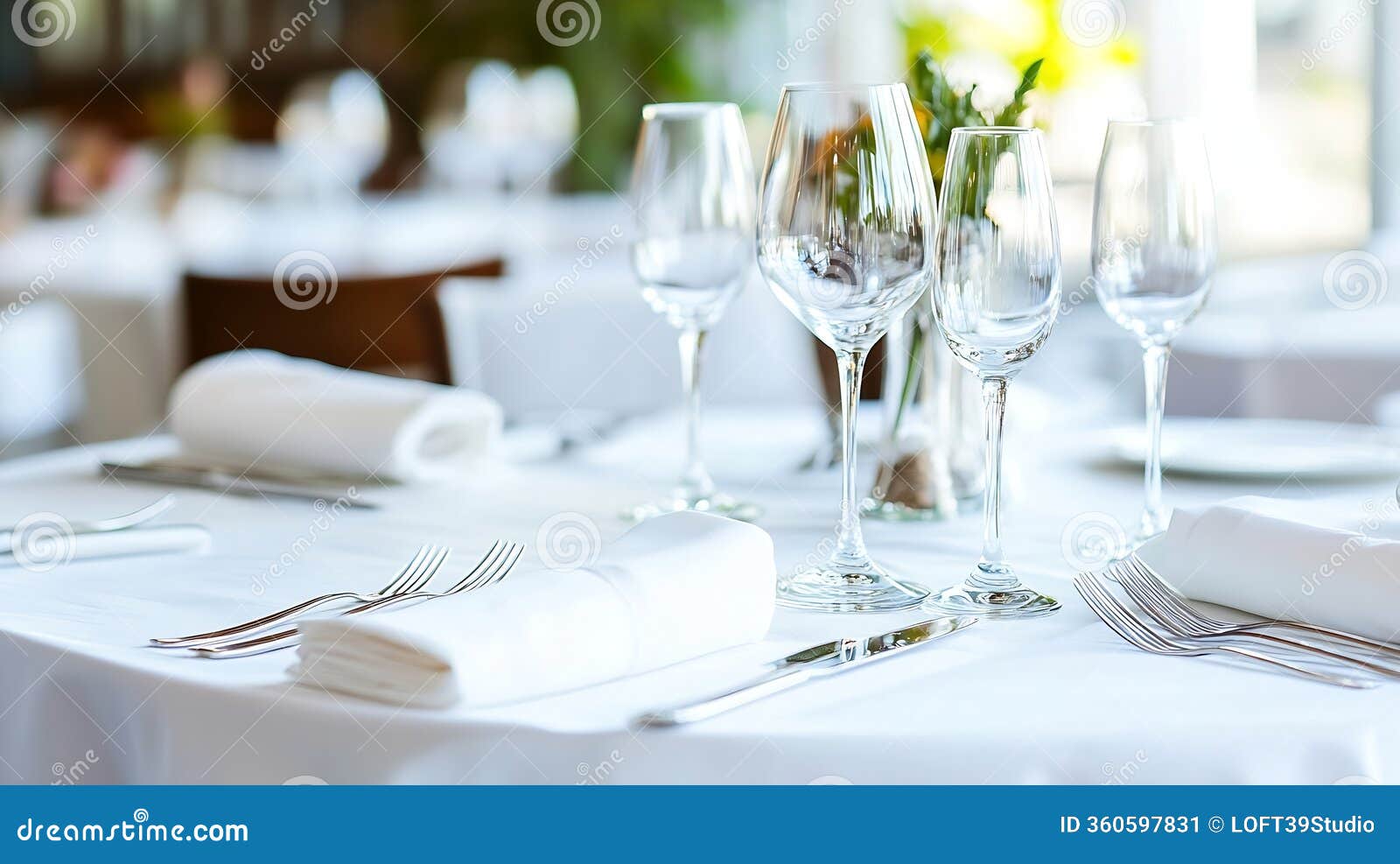 Generative AI Elegant Restaurant Table Setup with Crystal Glassware and ...