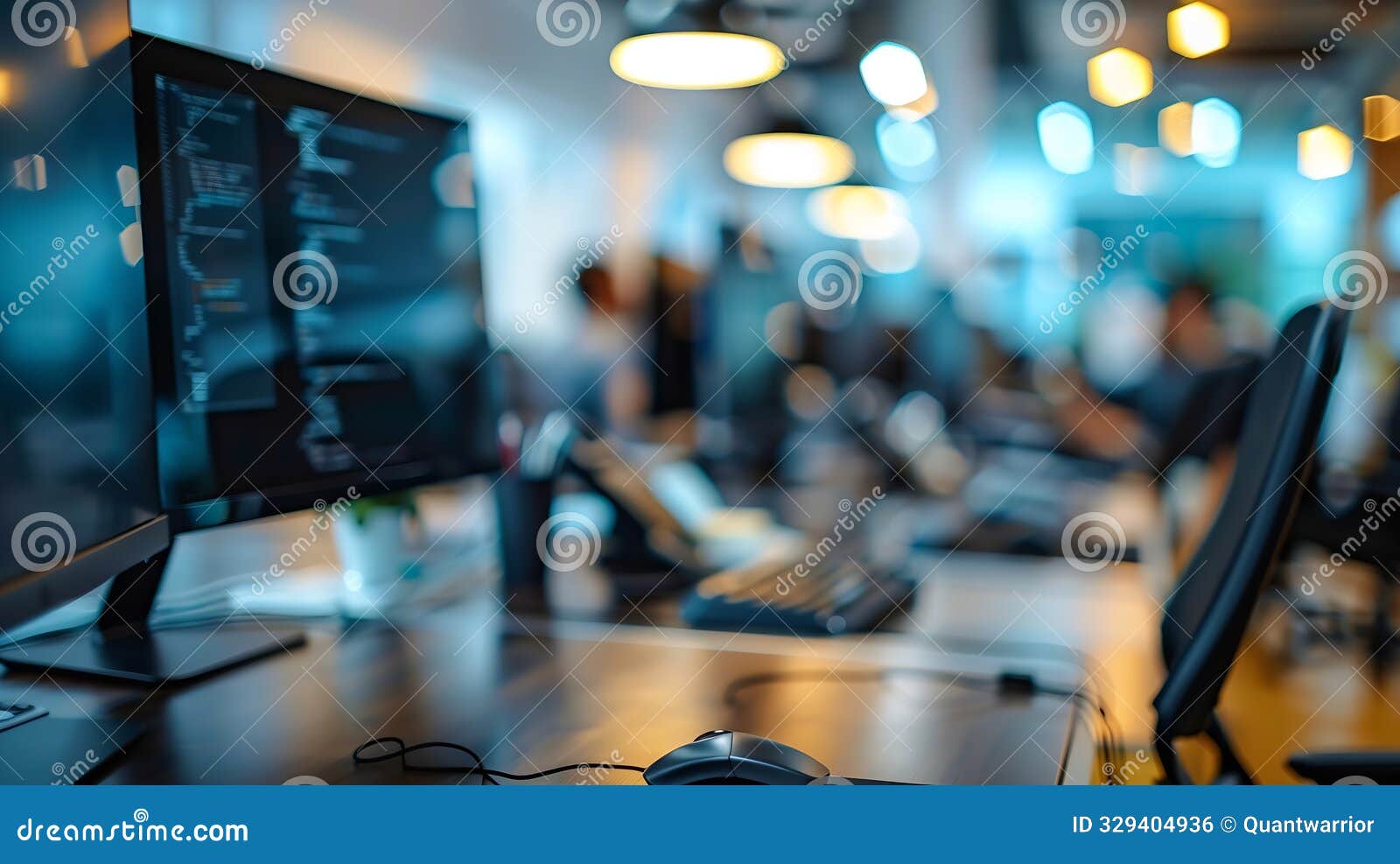 Generative AI Employees Blur in the Workplace in Office with Computer ...