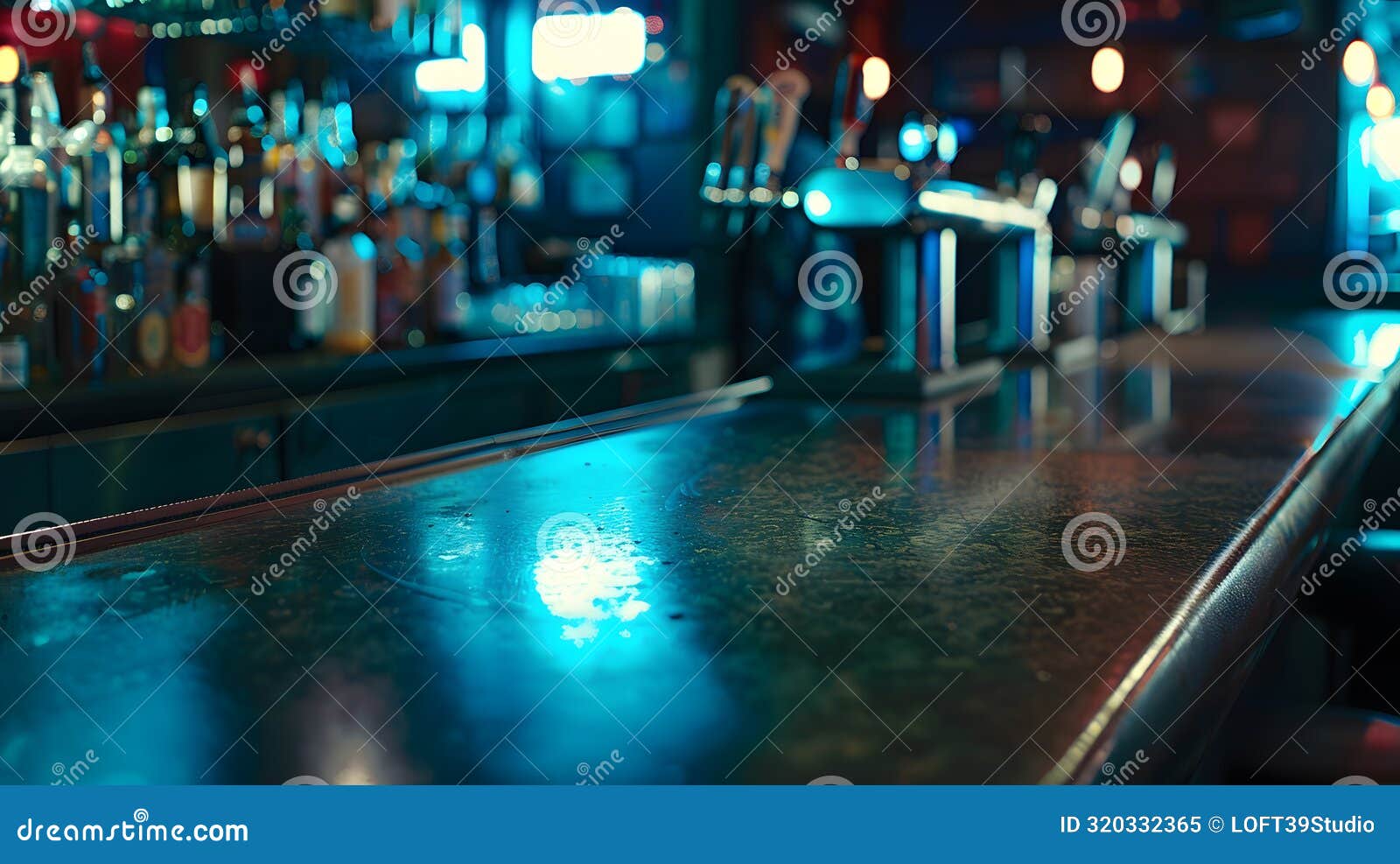 Generative AI Empty Bar Counter at Pub Business Concept. Stock Image ...