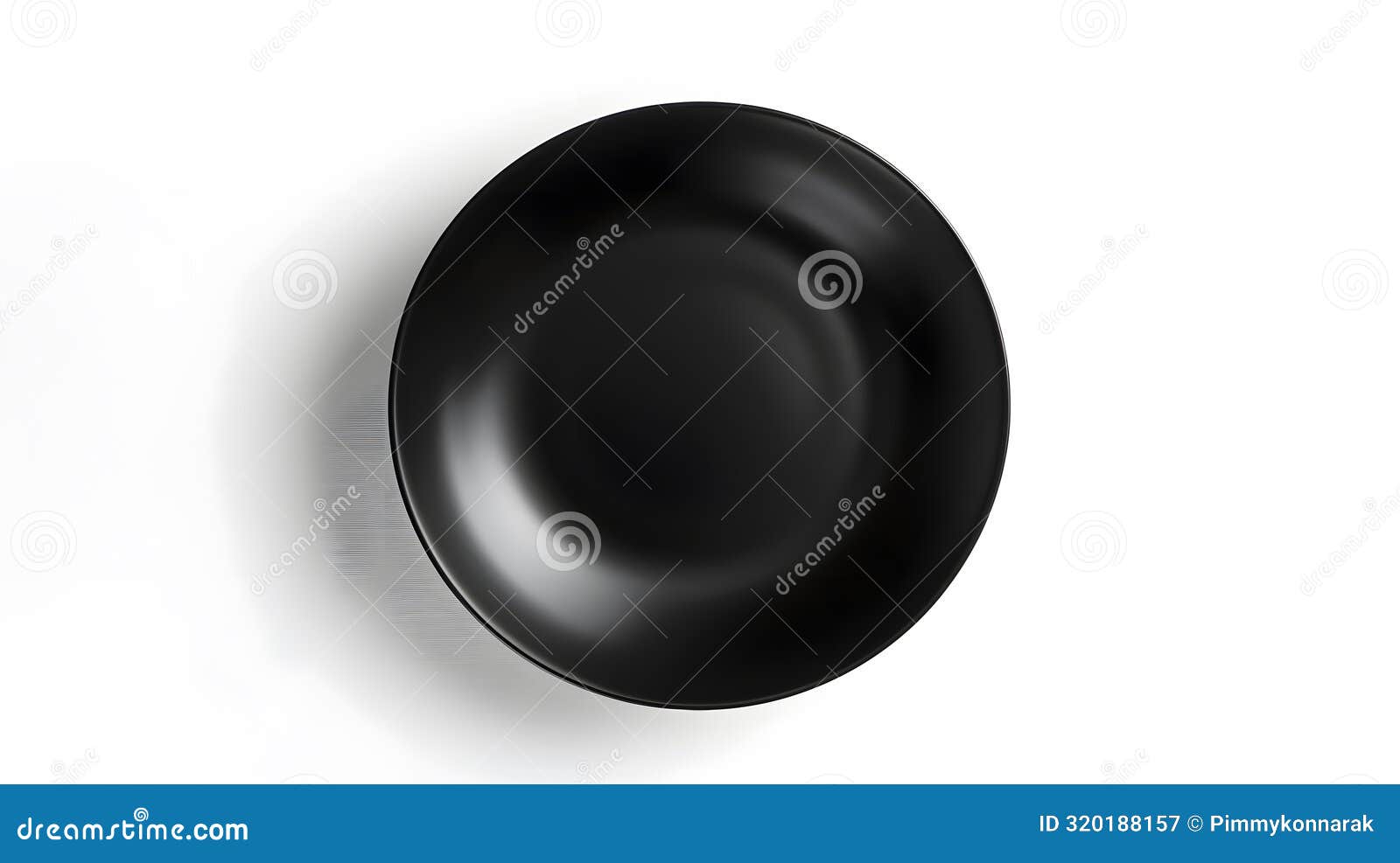 Generative AI Empty Black Plate Top View Isolated on White Background ...
