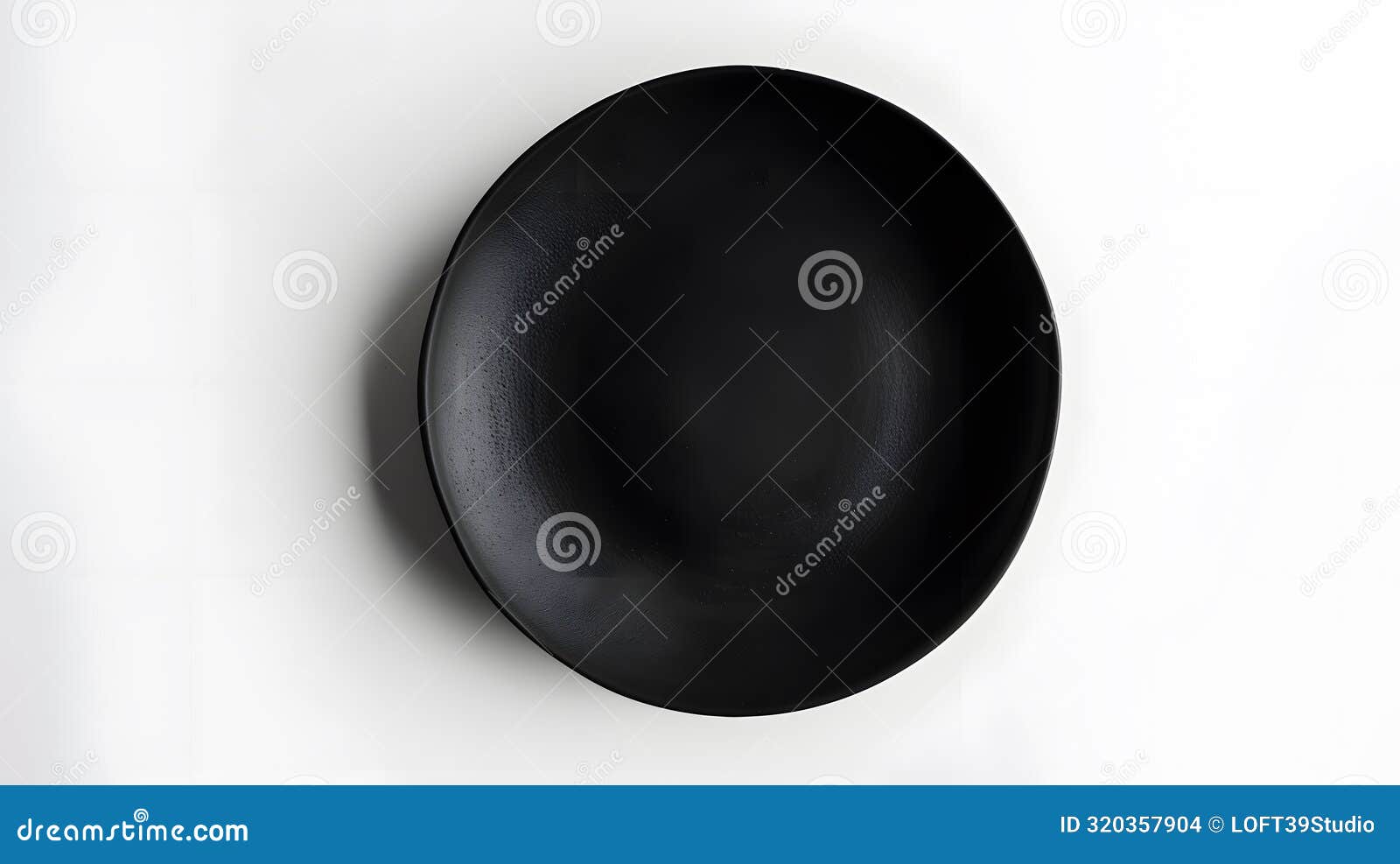 Generative AI Empty Black Plate Top View Isolated on White Background ...