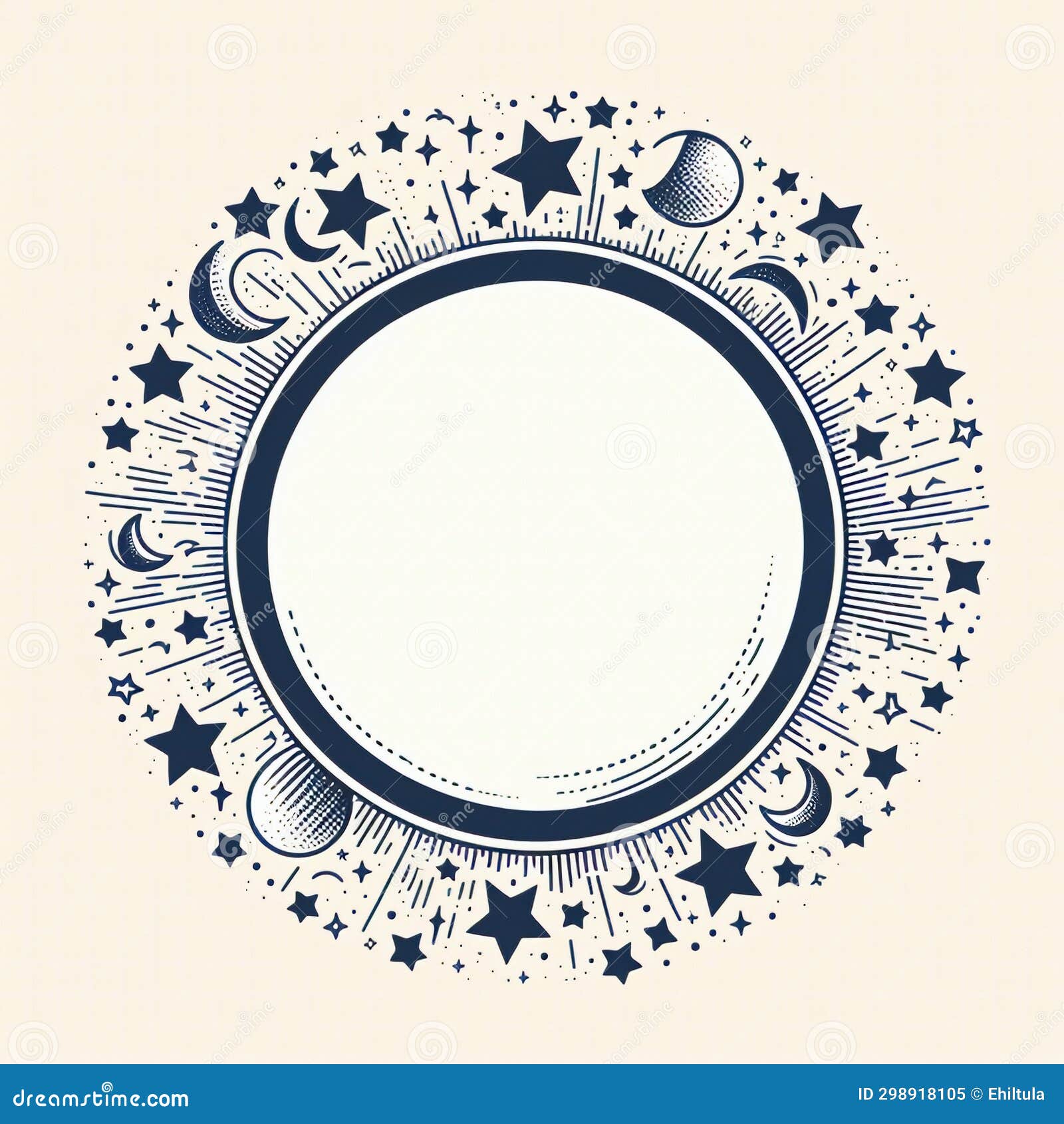 Generative AI Empty Circular Picture Frame Decorated with Stars Stock ...