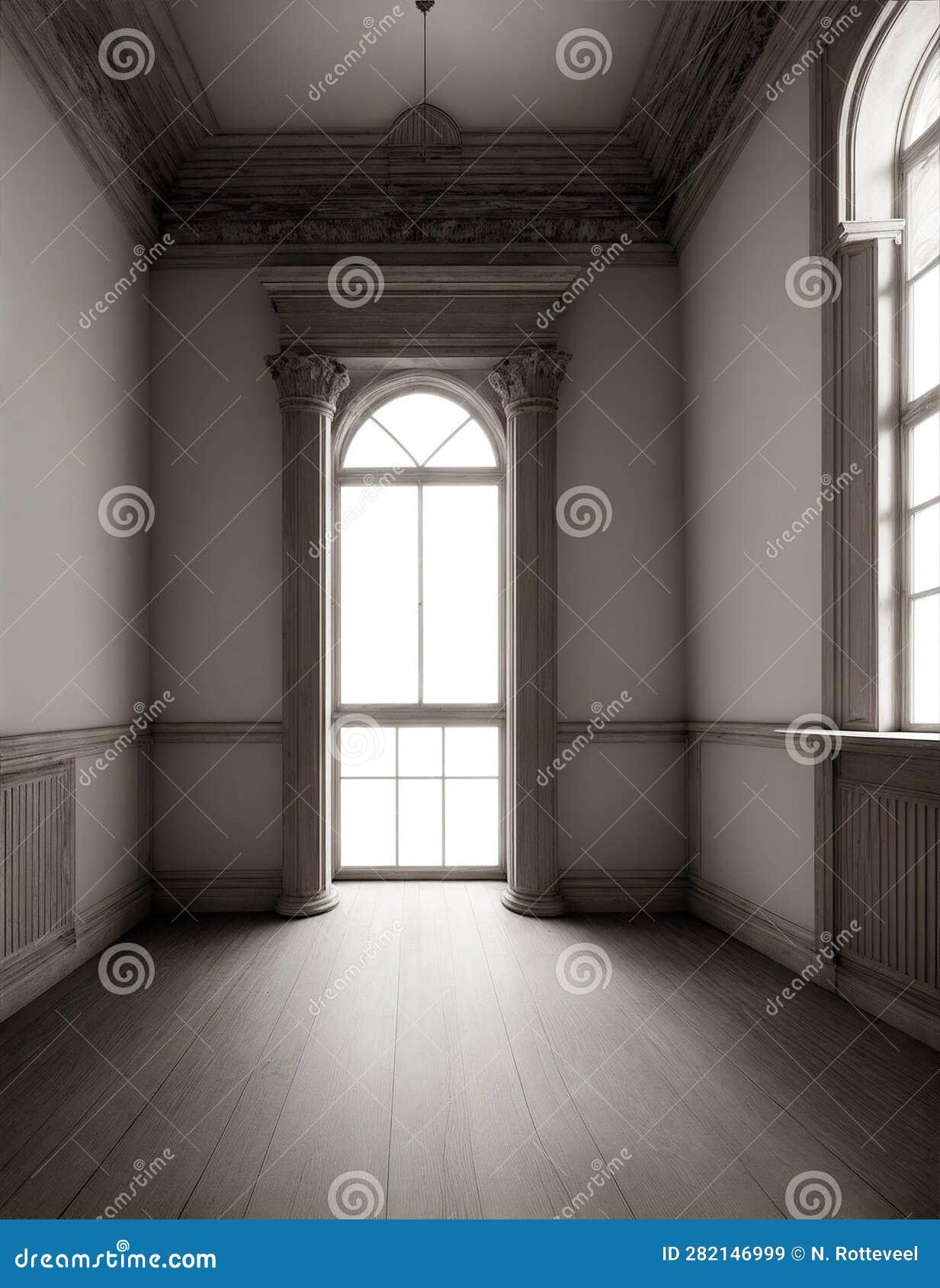 Generative Ai of Empty Classic Room with Roman Columns and Windows ...