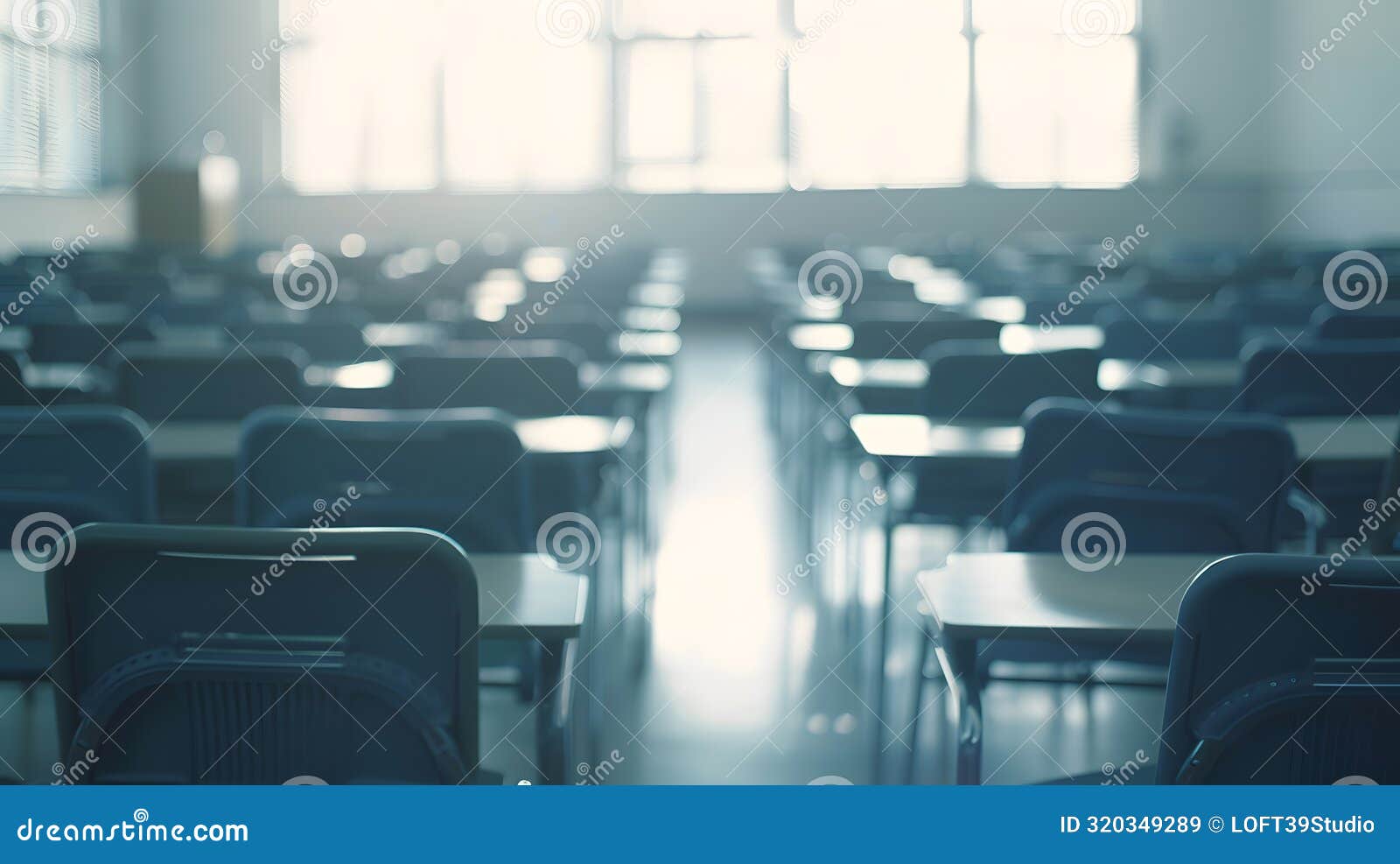 Classroom In A Blurred Background With No Children. Students Left Their ...