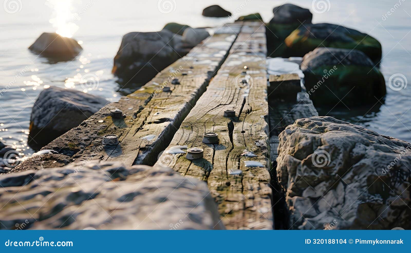 Generative AI an Empty Dock Riddled with Rocks on the Shoreline ...