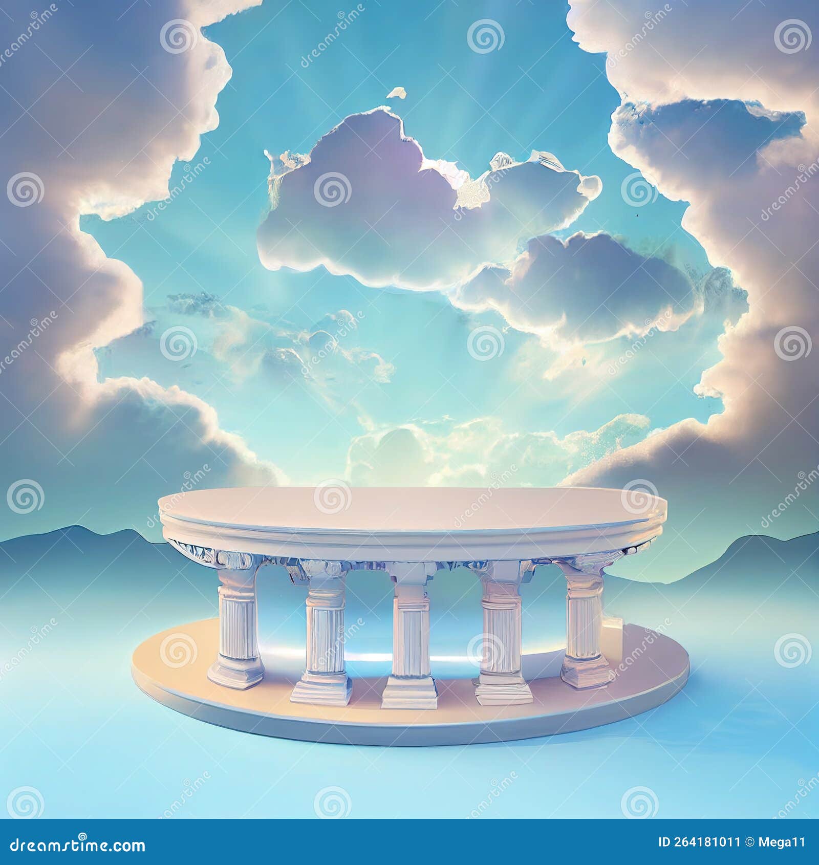 Empty Fairytale Stage with Blue Sky Stock Illustration - Illustration ...