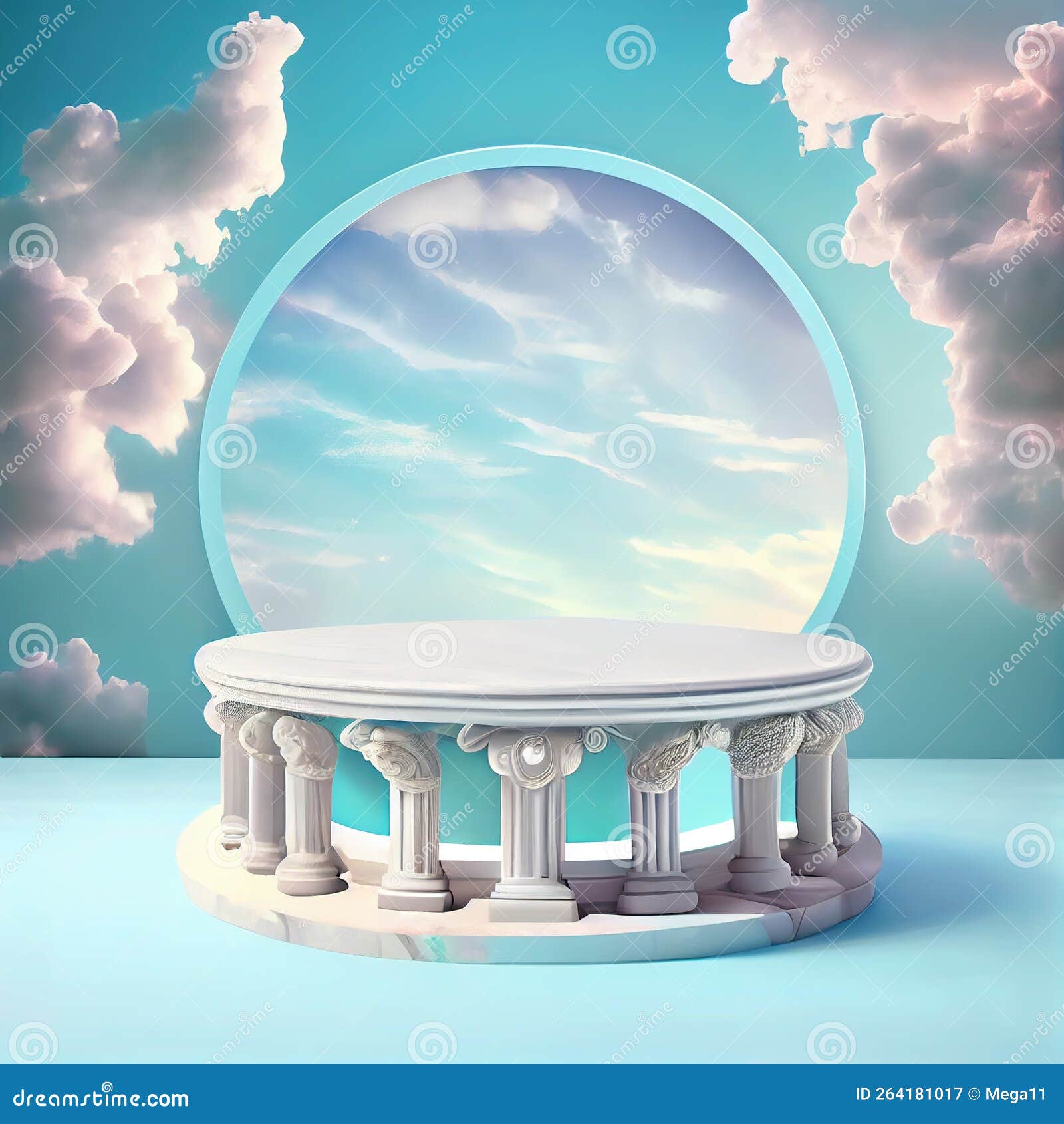 Empty Fairytale Stage with Blue Sky Stock Illustration - Illustration ...