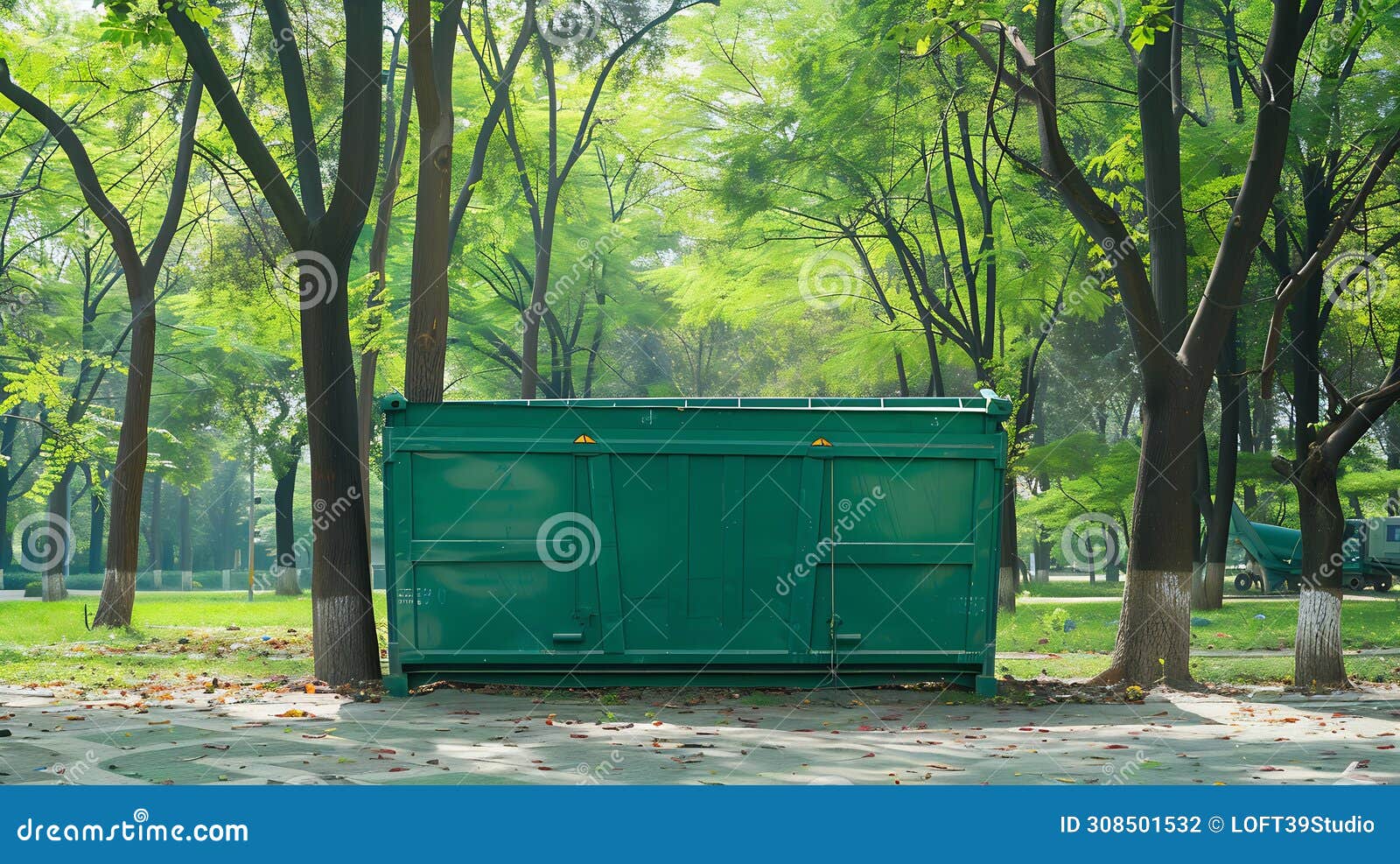 Generative AI Empty Large Green Metal Container for Construction or ...