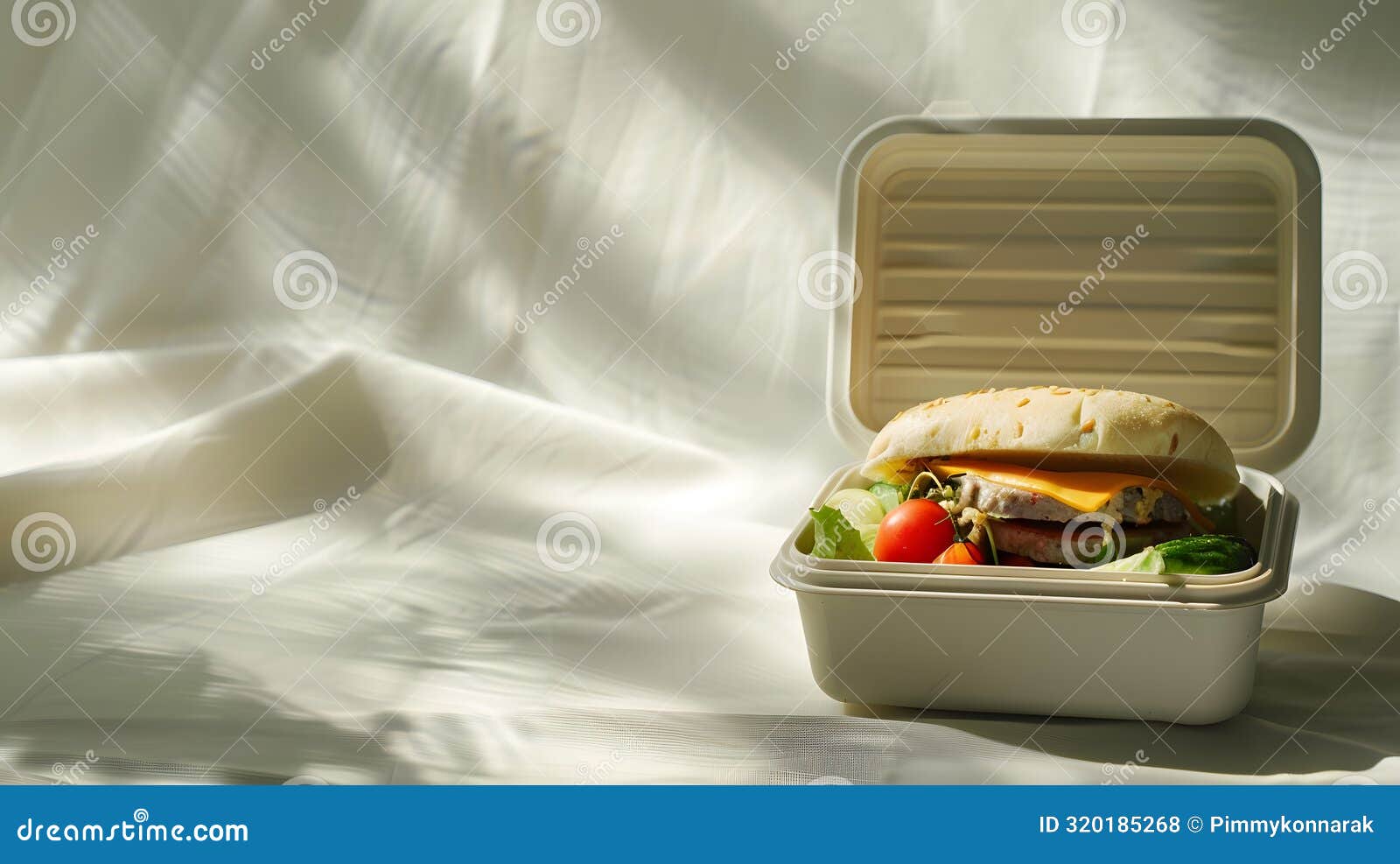 Generative AI Empty Lunch Box on Light Background Workplace Food ...