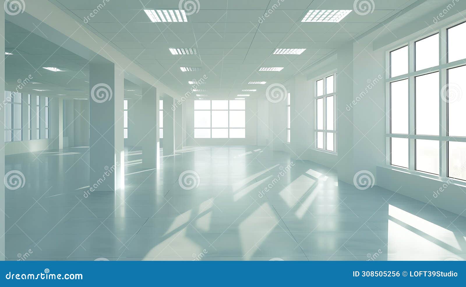 Generative AI an Empty Office Interior, Side View Business Concept ...