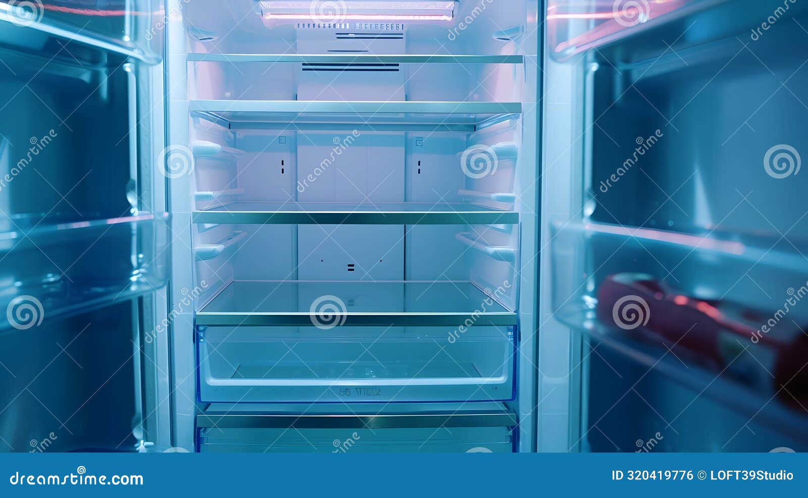 Generative AI Empty Open Freezer in the Refrigerator Business Concept ...