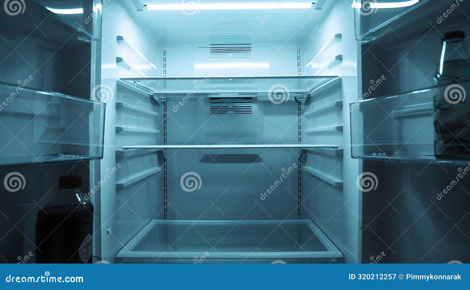 Generative AI Empty Open Fridge with Shelves Refrigerator Business Concept. Stock Illustration ...