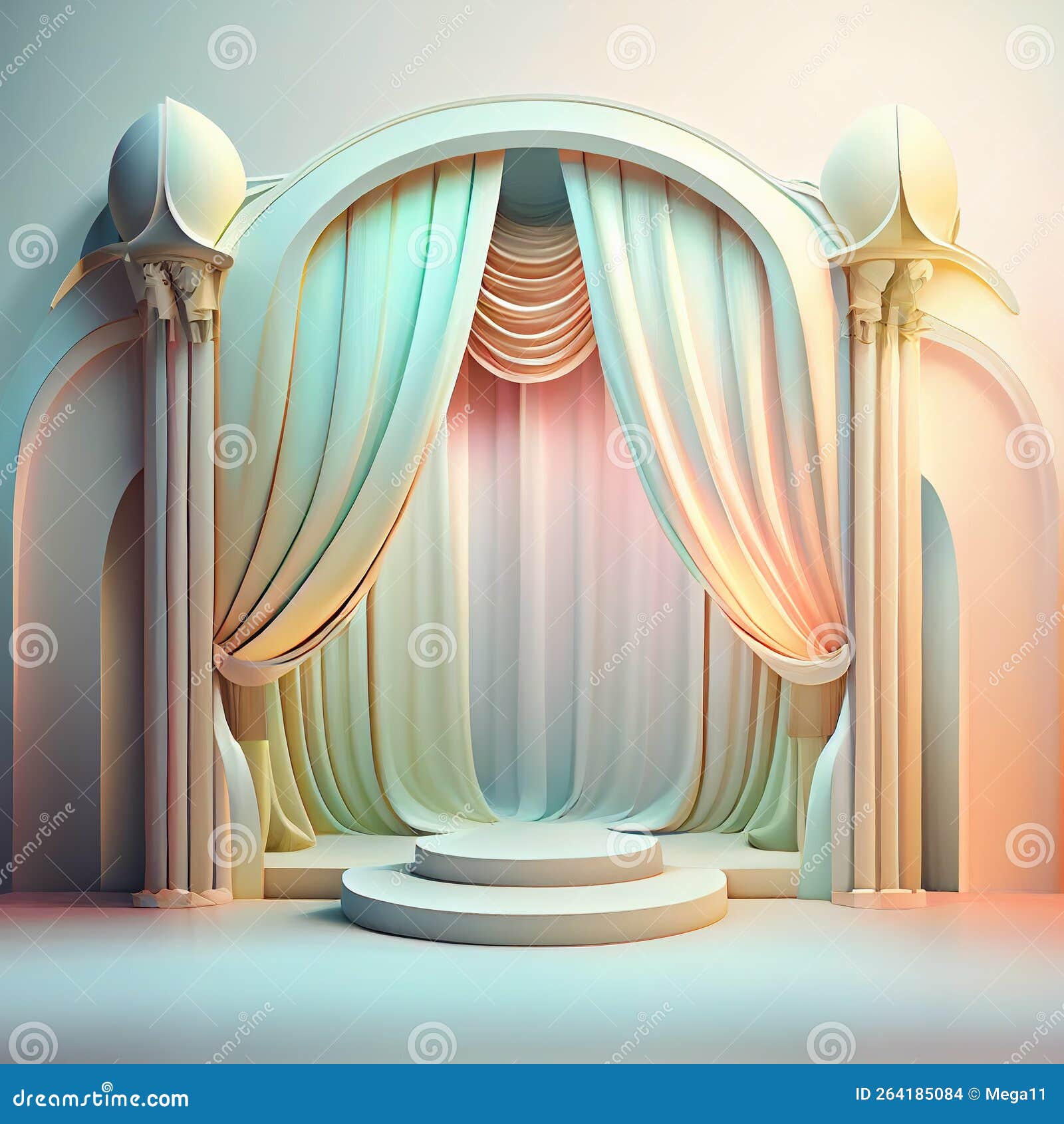 Empty pastel stage stock illustration. Illustration of curtain - 264185084