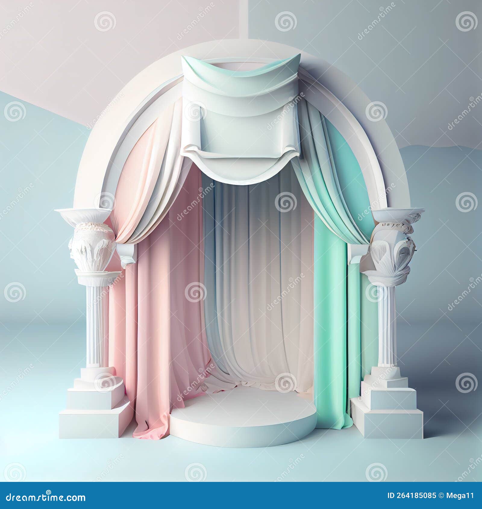 Empty pastel stage stock illustration. Illustration of curtains - 264185085