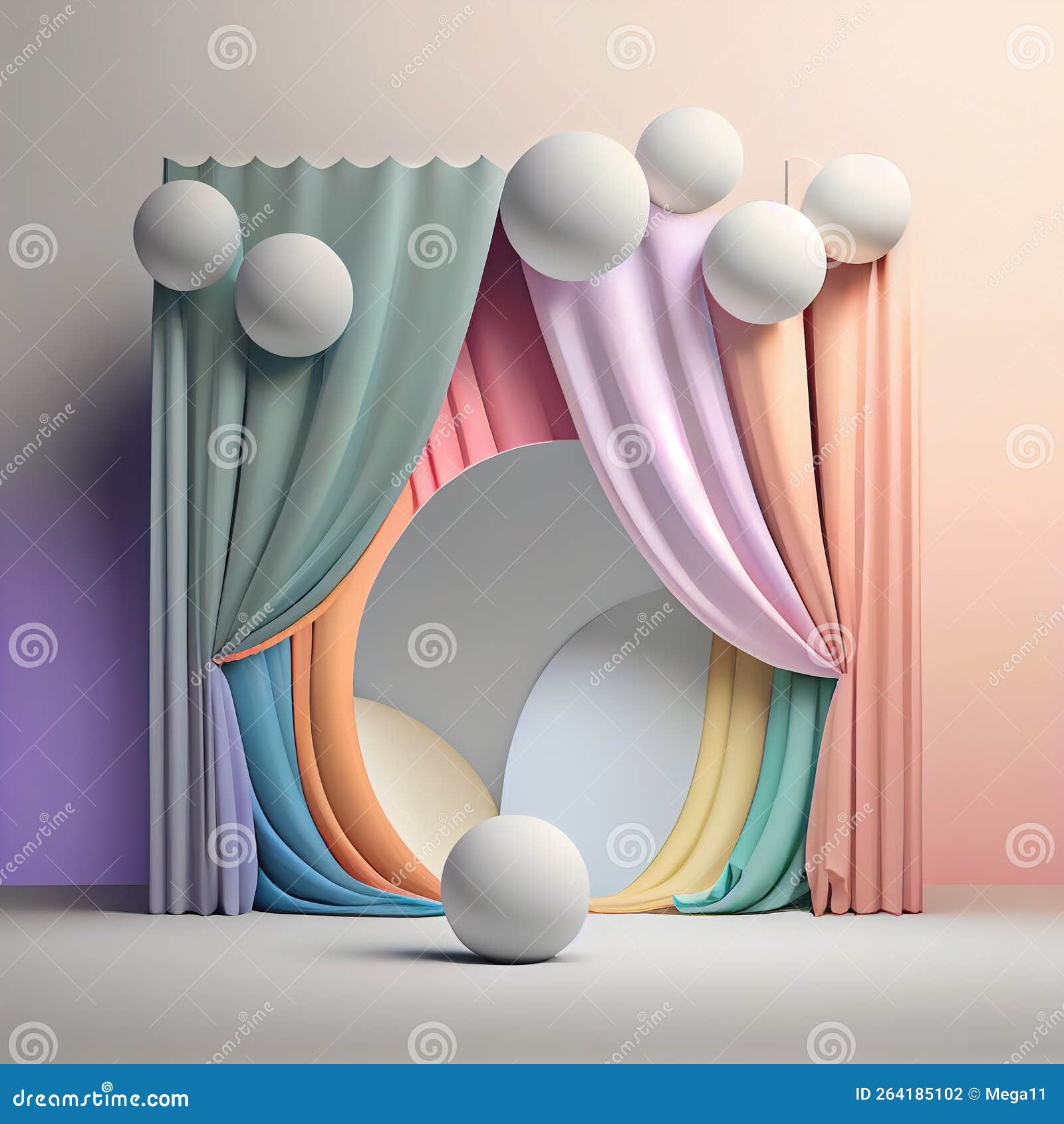 Empty pastel stage stock photo. Image of pastel, balls - 264185102