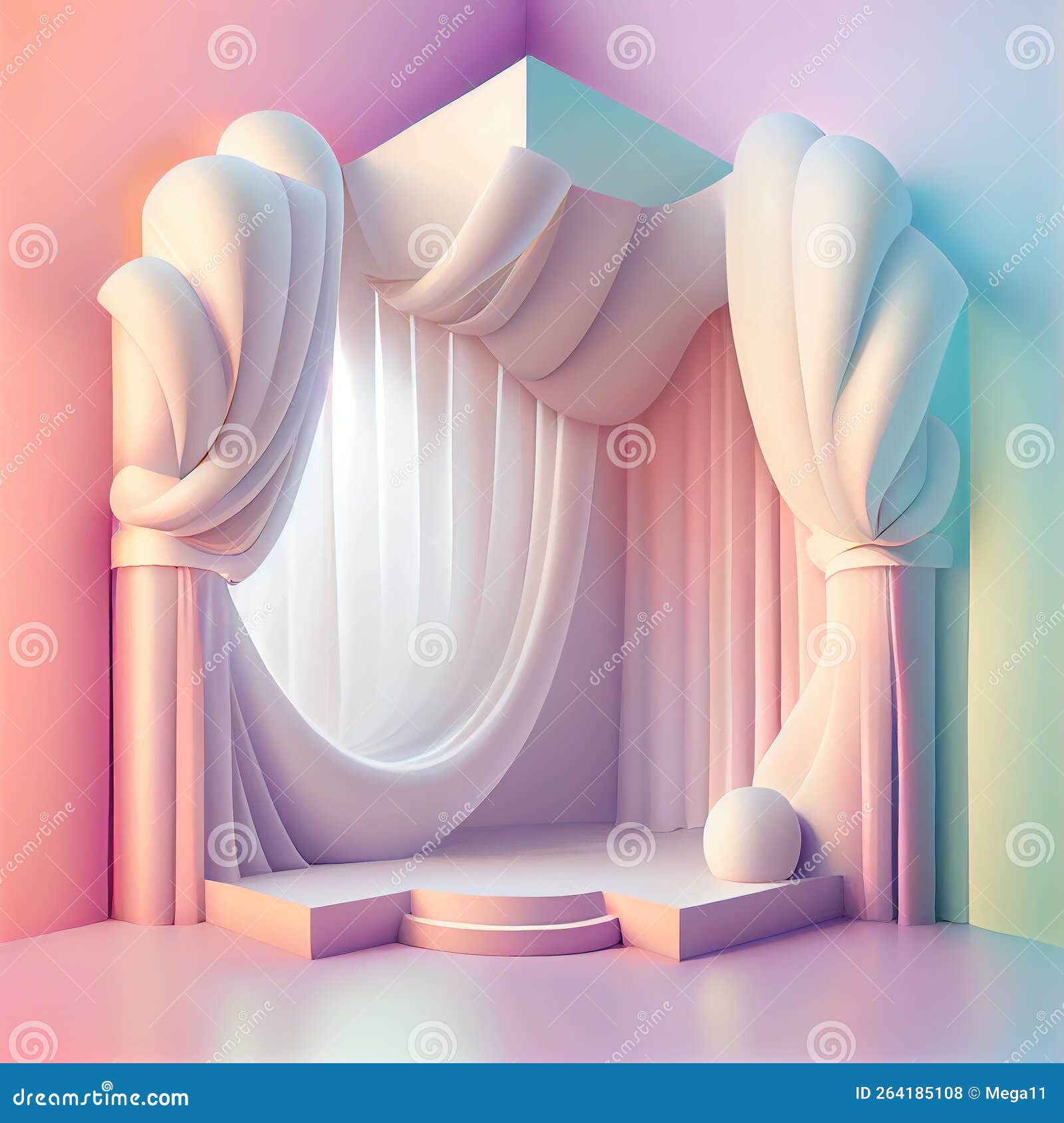Empty pastel stage stock illustration. Illustration of curtain - 264185108
