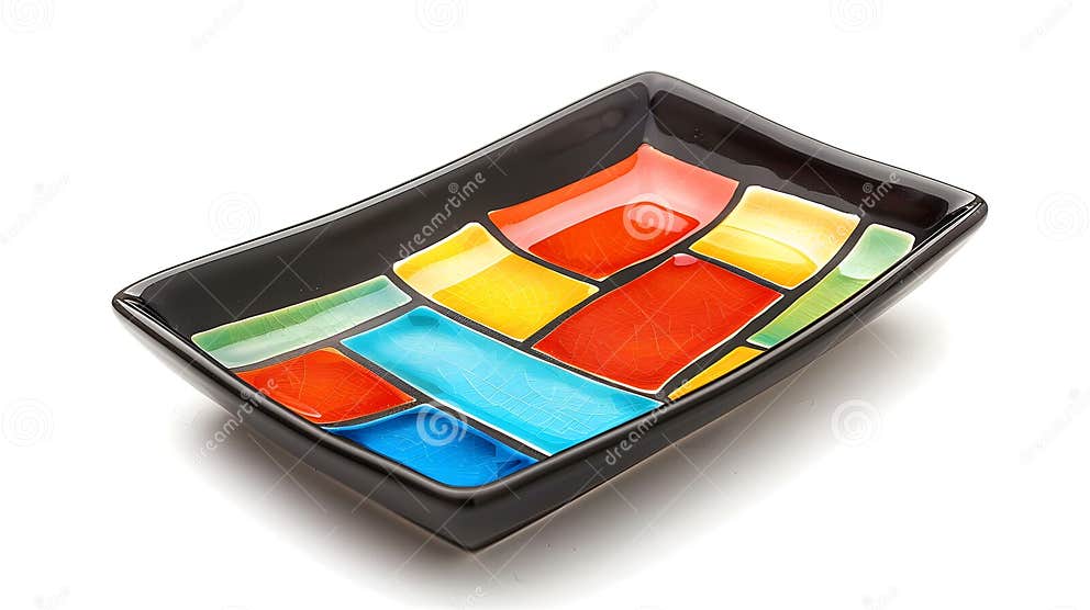 Generative AI Empty Rectangular Plate Black Ceramics Plate with ...