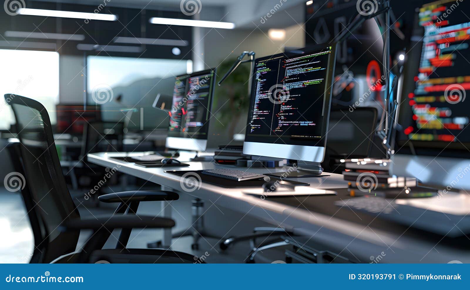 Generative AI Empty Software Developer Office Workplace with a Desk ...