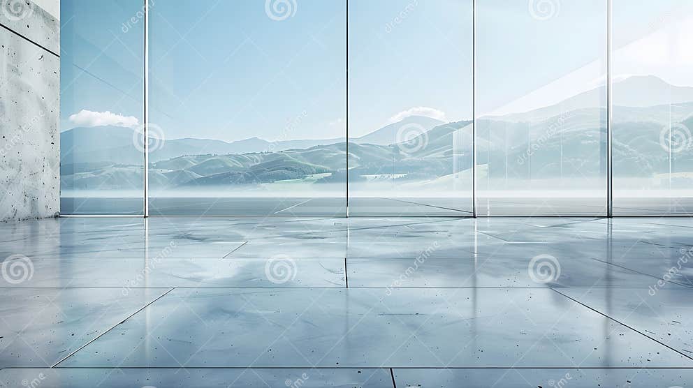 Generative AI Empty Solid Clean Floor with Beautiful Landscape ...