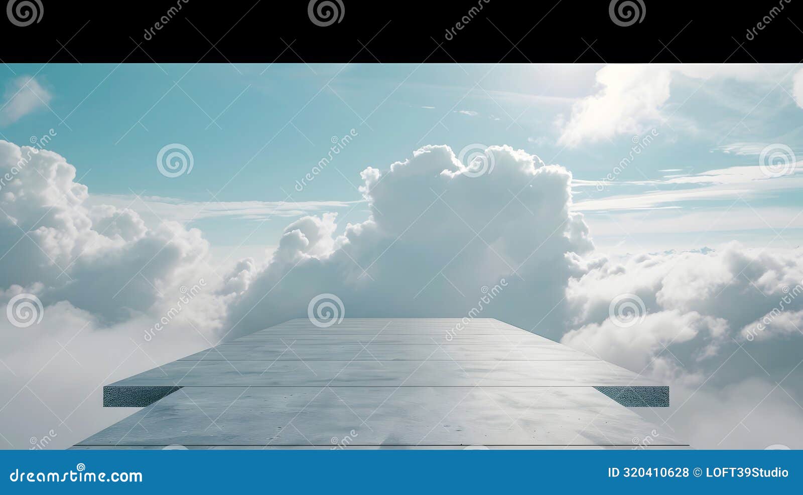 Generative AI Empty Square Platform and Bridge with Sky Cloud ...