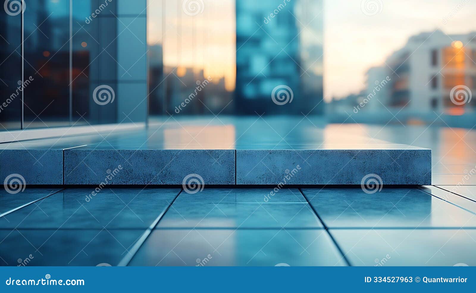 Generative AI Empty Square Platform and Commercial Building Background ...