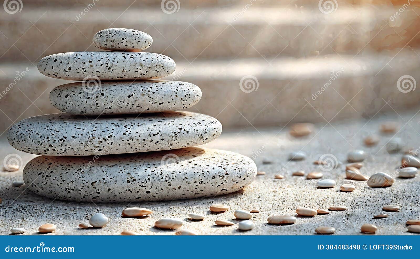 Generative AI Empty Stack of Stones Platform Podium on Beige Background ...