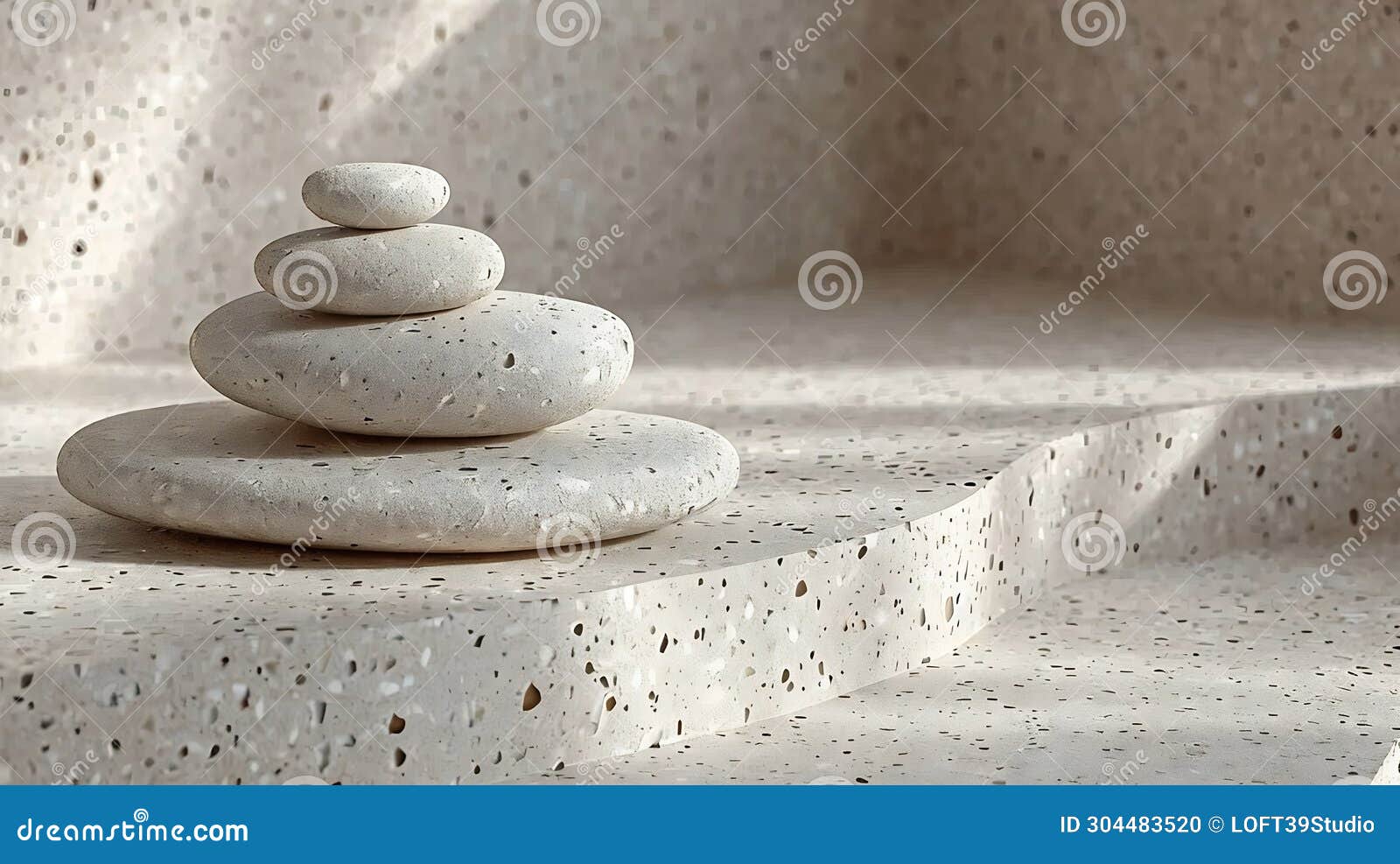 Generative AI Empty Stack of Stones Platform Podium on Beige Background ...