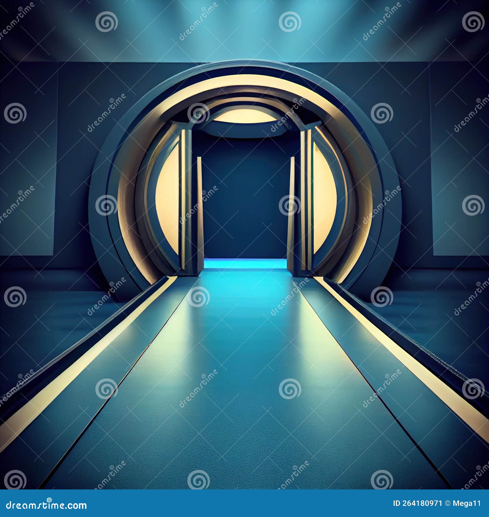 A Stage With A Runway Walking Setup And Podium Behind It And Dazzling ...