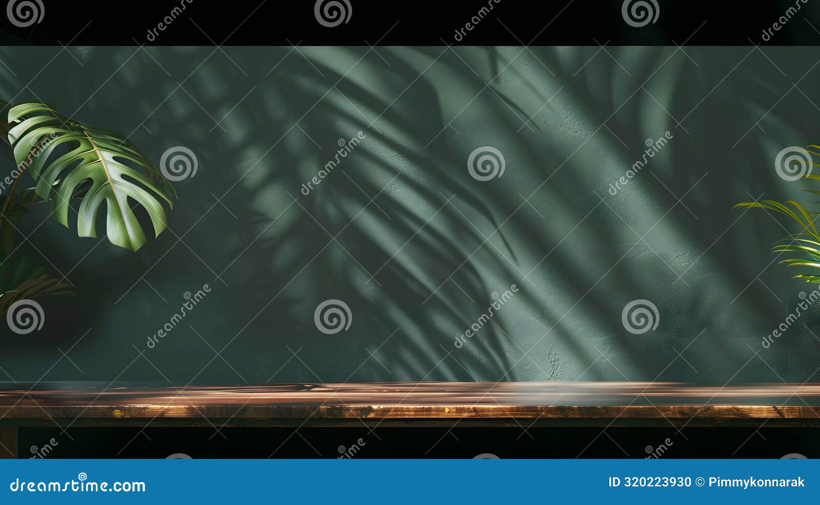 Generative AI Empty Table on Dark Green Texture Wall Background ...