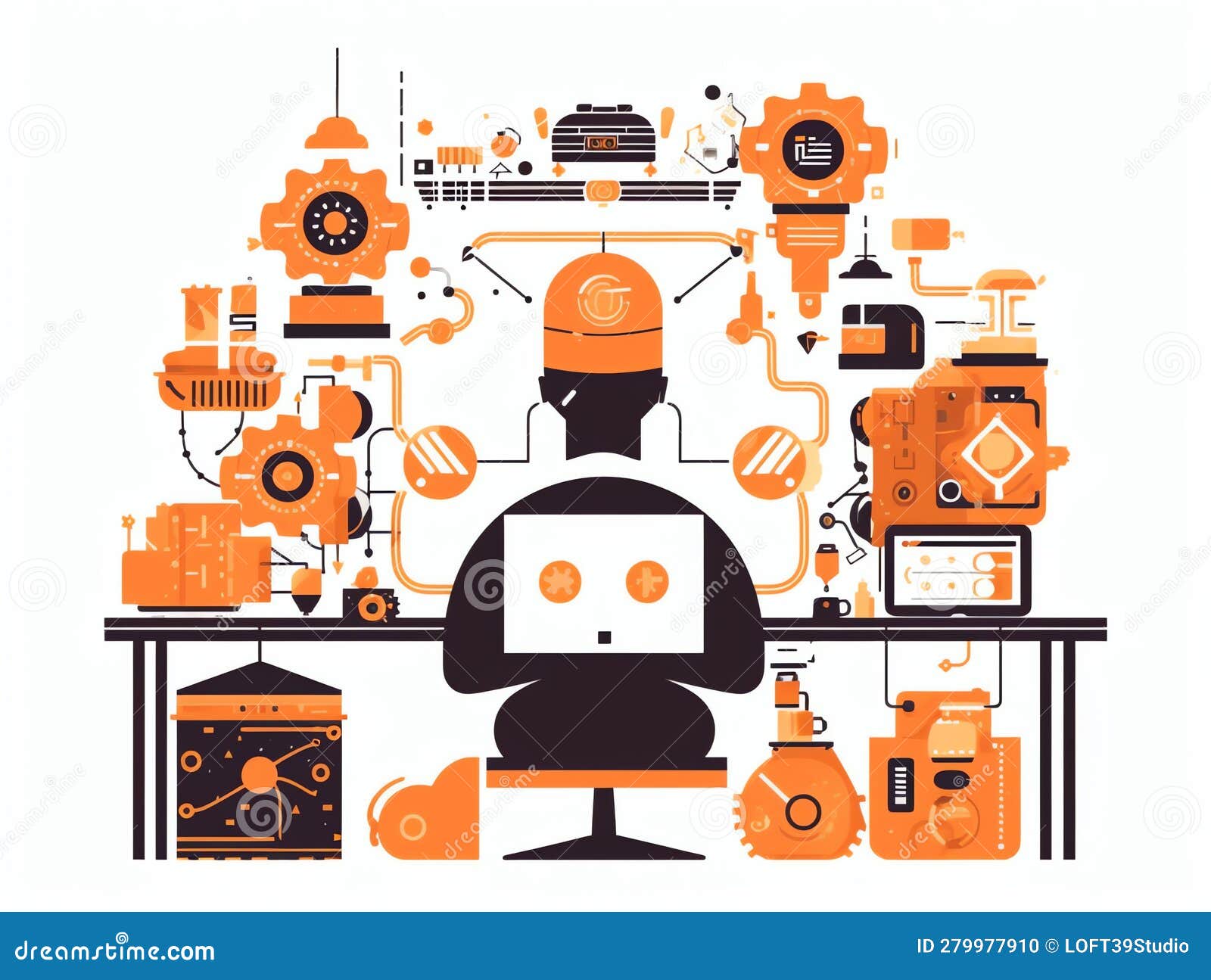 Generative AI Engineers Characters Making and- Stock Illustration - Illustration of scientist ...