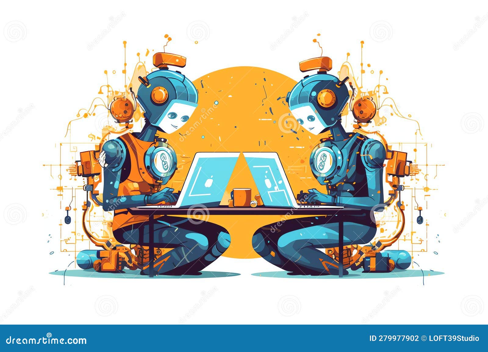 Generative AI Engineers Characters Making and- Stock Illustration - Illustration of cartoon ...
