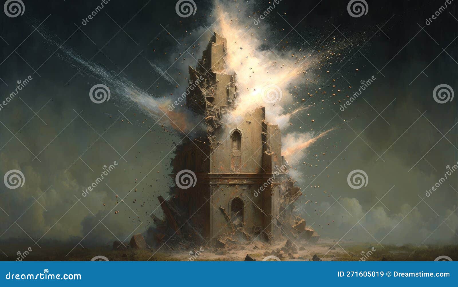 Generative AI of a Fantasy Castle with Fire in the Background Stock ...