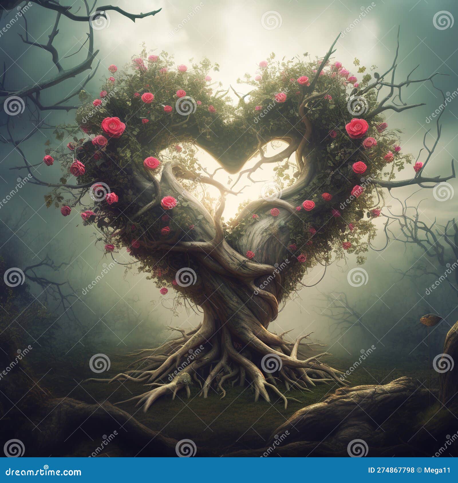 Generative AI: Fantasy Tree and with Gardens and Path 库存例证 - 插画 包括有 结构树 ...