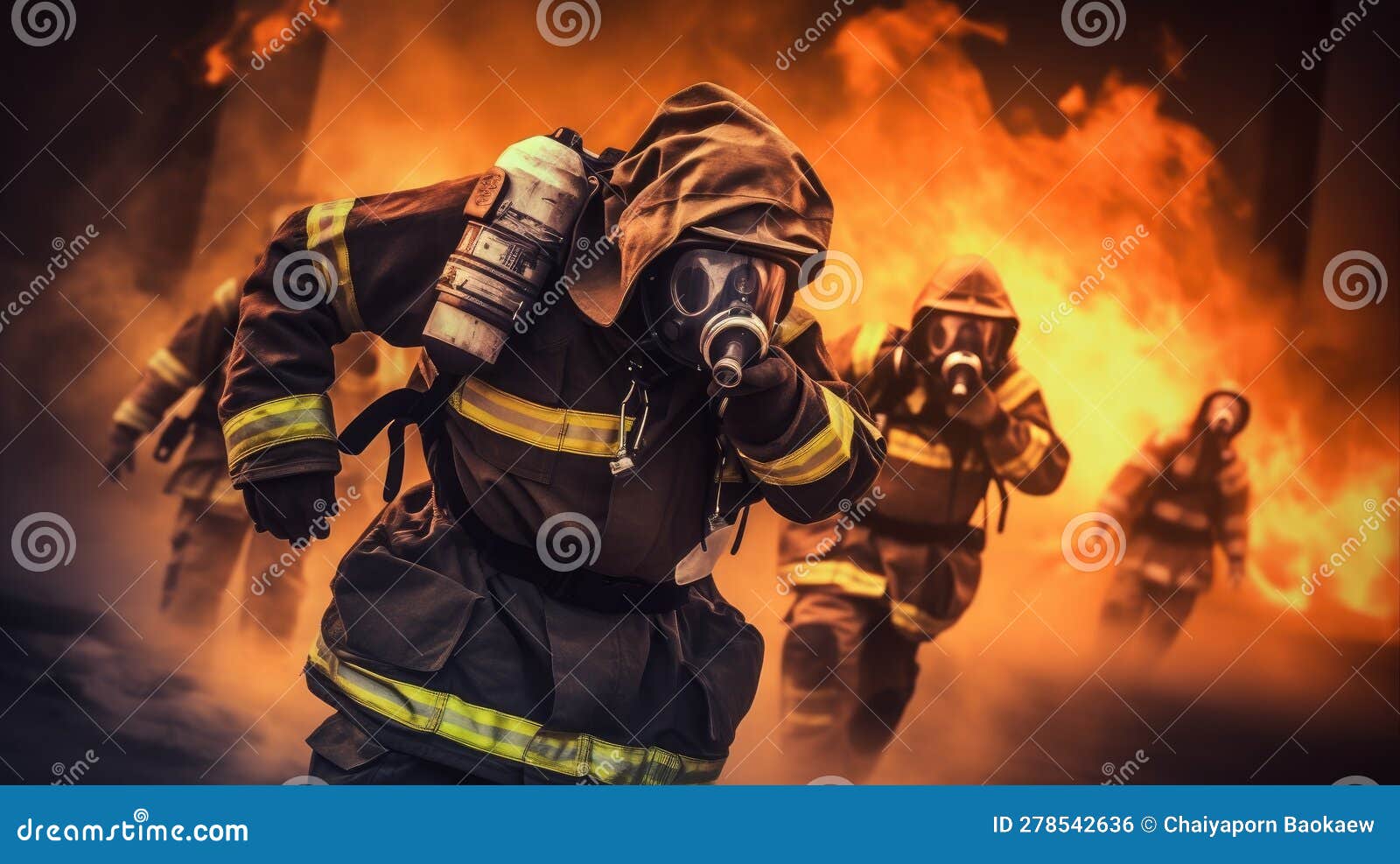 Generative AI Firefighter Teamwork Stock Photo | CartoonDealer.com ...