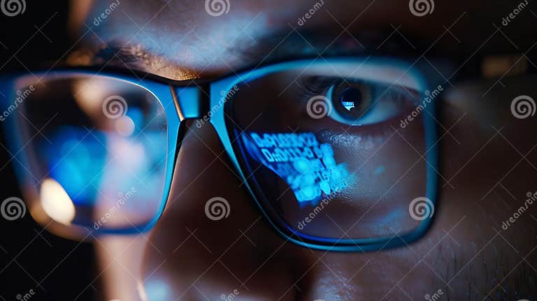 Generative Ai Focused Developer Coder Wears Glasses Working On Computer Looking At Programming