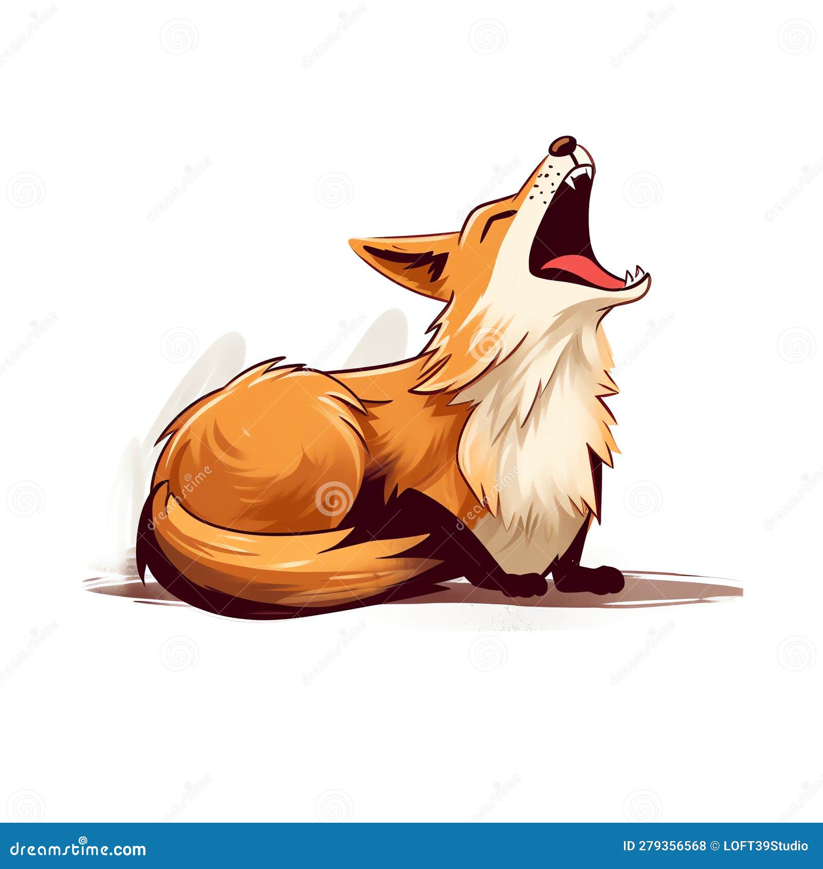 Generative AI Fox Yawning and Stretching- Stock Illustration - Illustration of cartoon ...