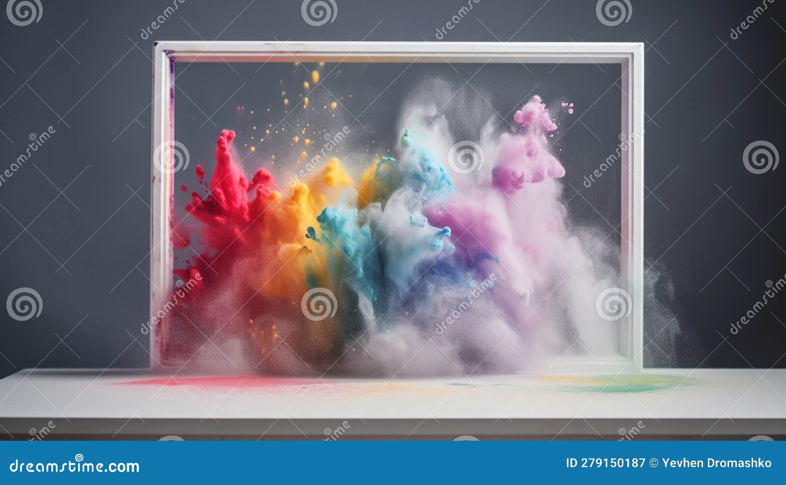 Generative AI, Frame with Colorful Holi Powder Paint Explosion ...
