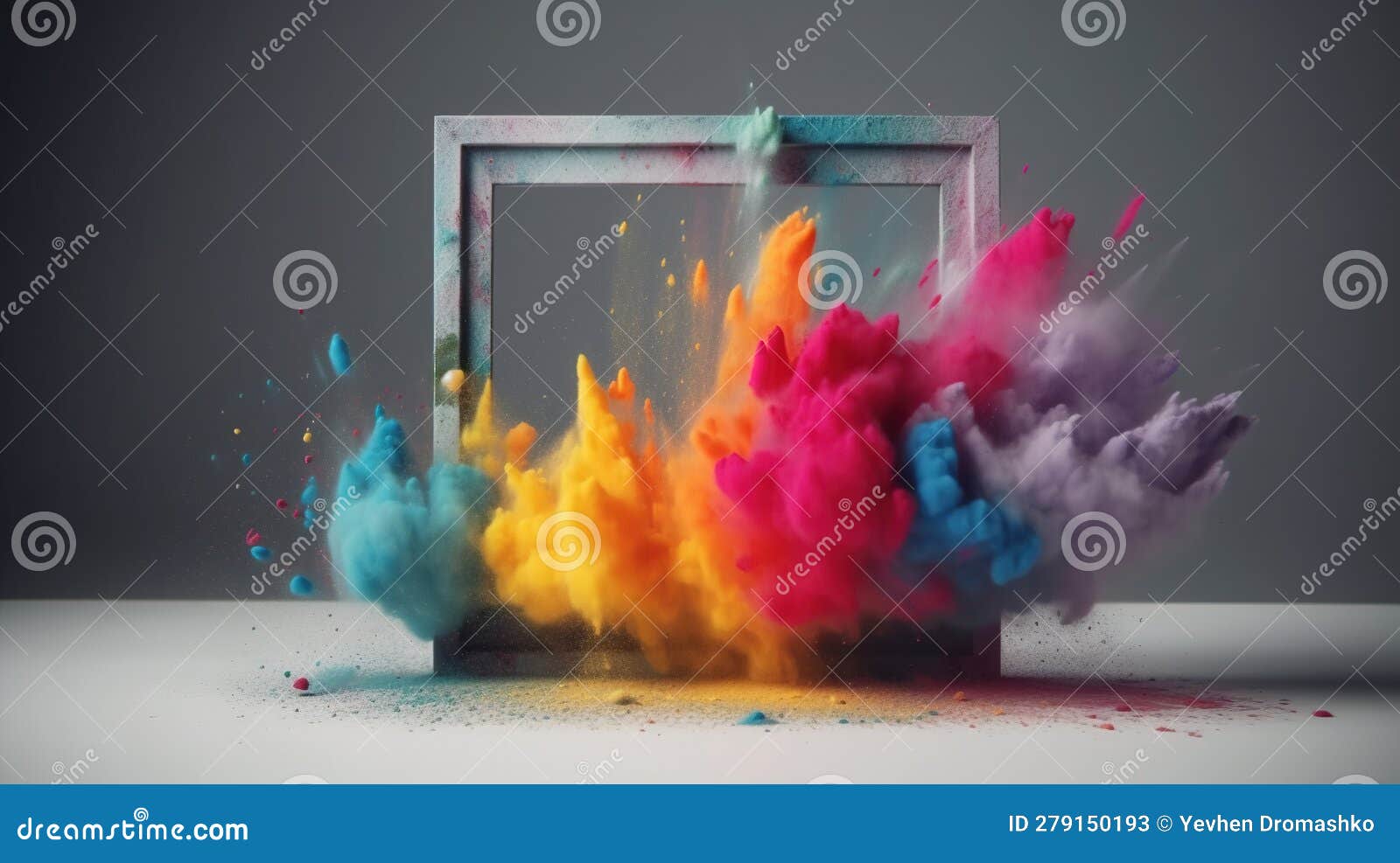 Generative AI, Frame with Colorful Holi Powder Paint Explosion ...